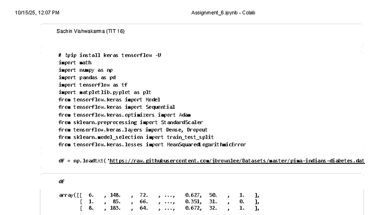 MLL-07 Final Assignment: Neural Network Implementation in Colab - Studocu