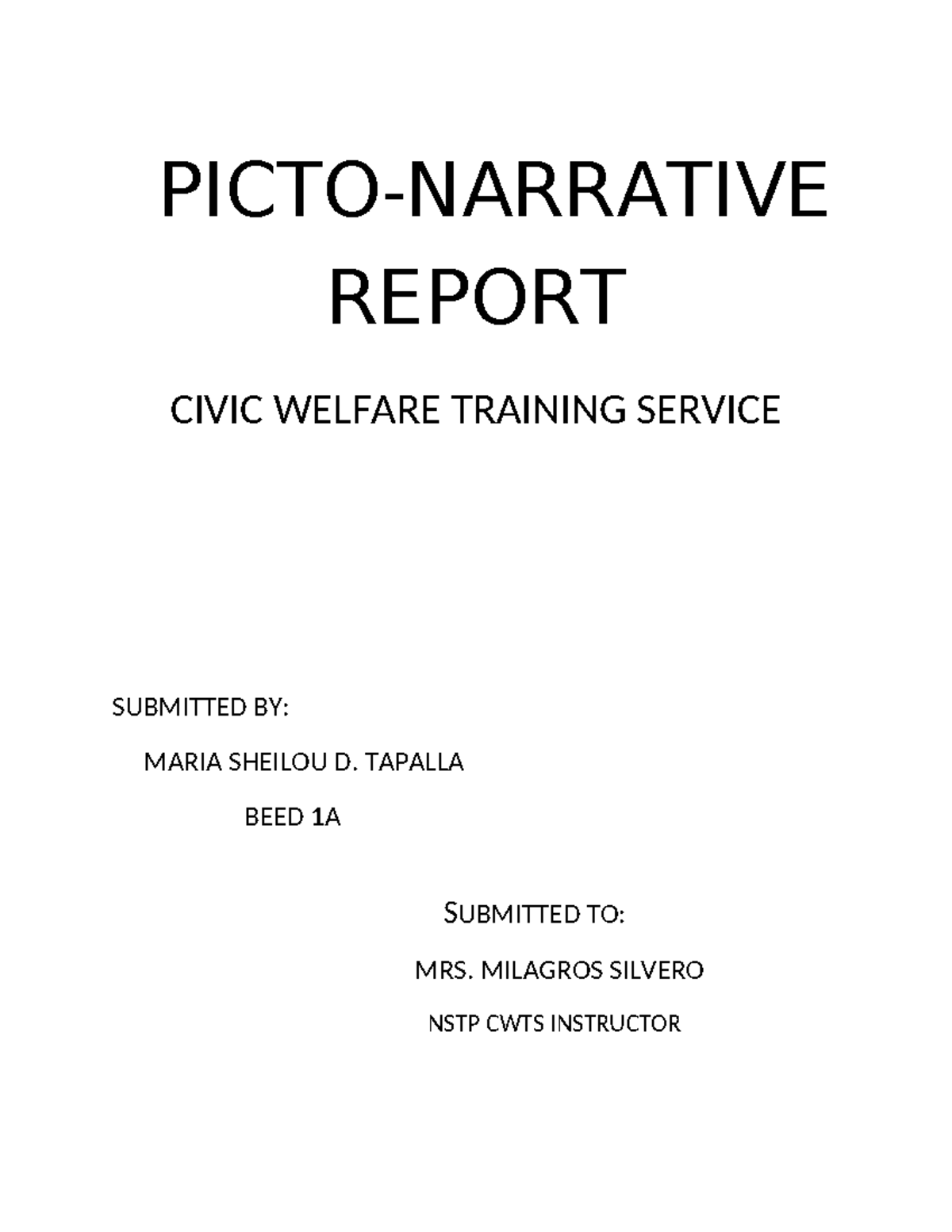 Picto- Narrative-WPS Office - Bachelor of Elementary Education - PICTO ...