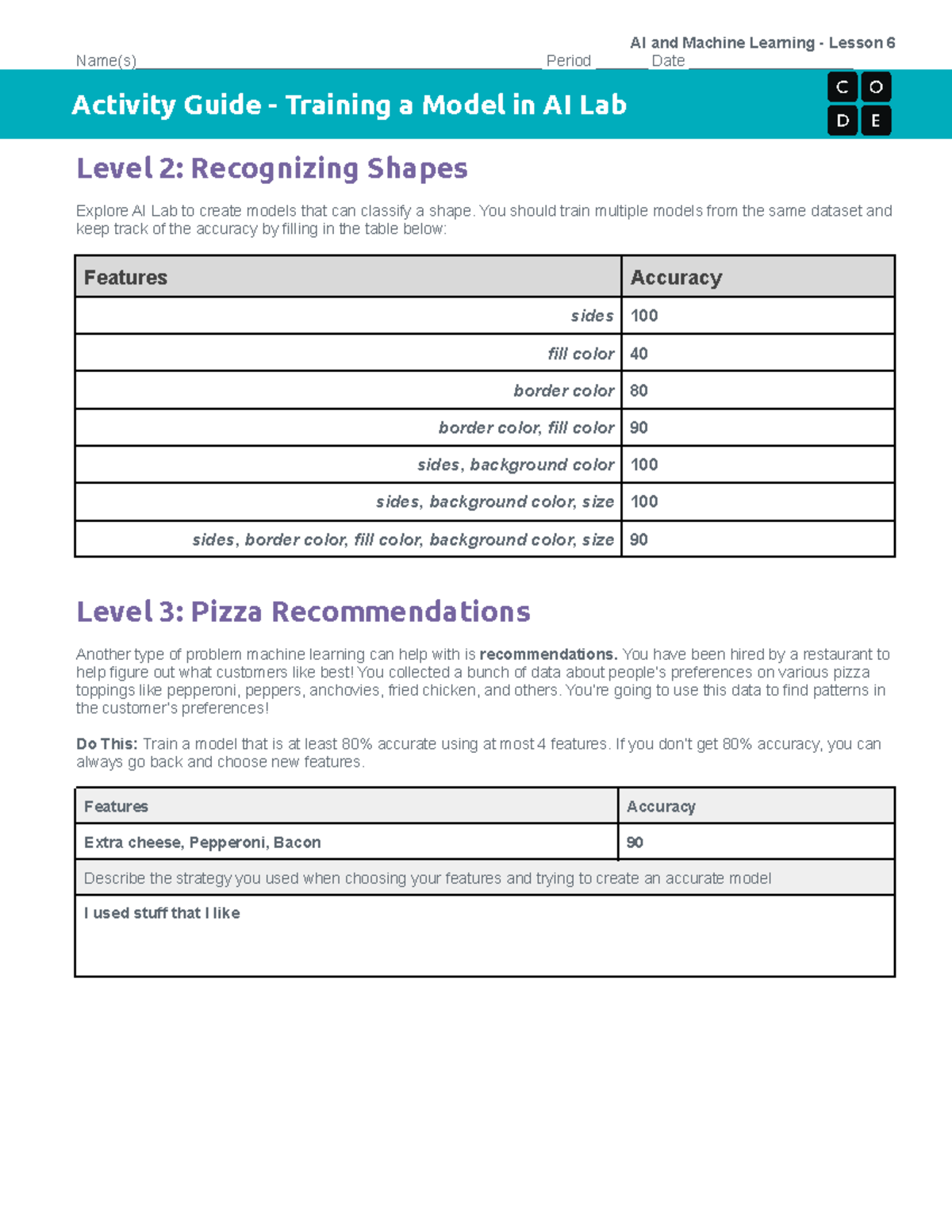 U7L06 - Activity Guide: Training ML Models in AI Lab - Studocu