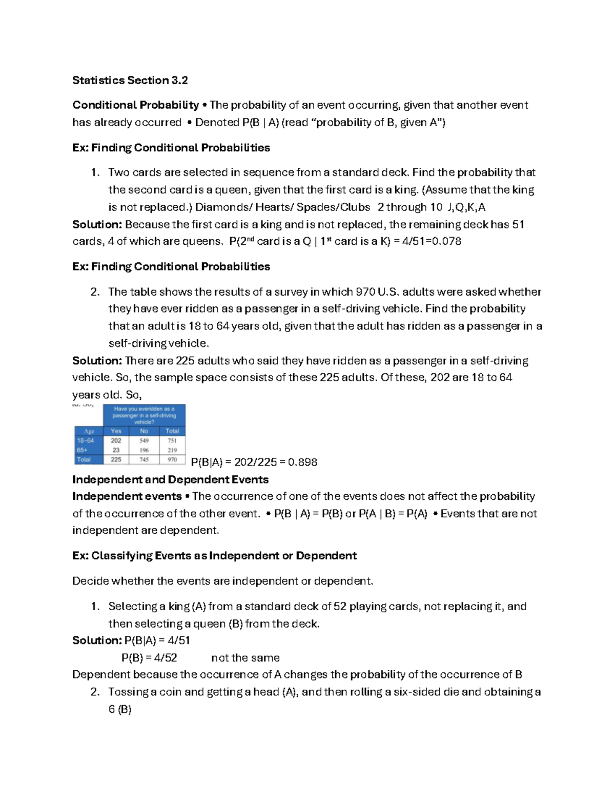 Statistics Section 3.2: Conditional Probability and Events - Studocu