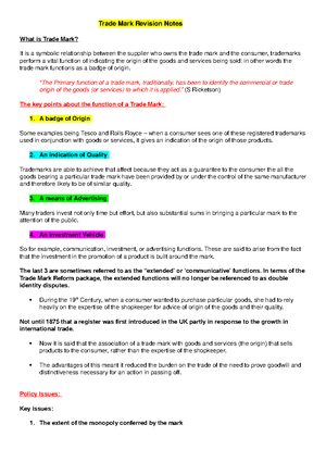 16.Passing off - Tort Fe1 Passing Off notes - Passing Off Introduction ...