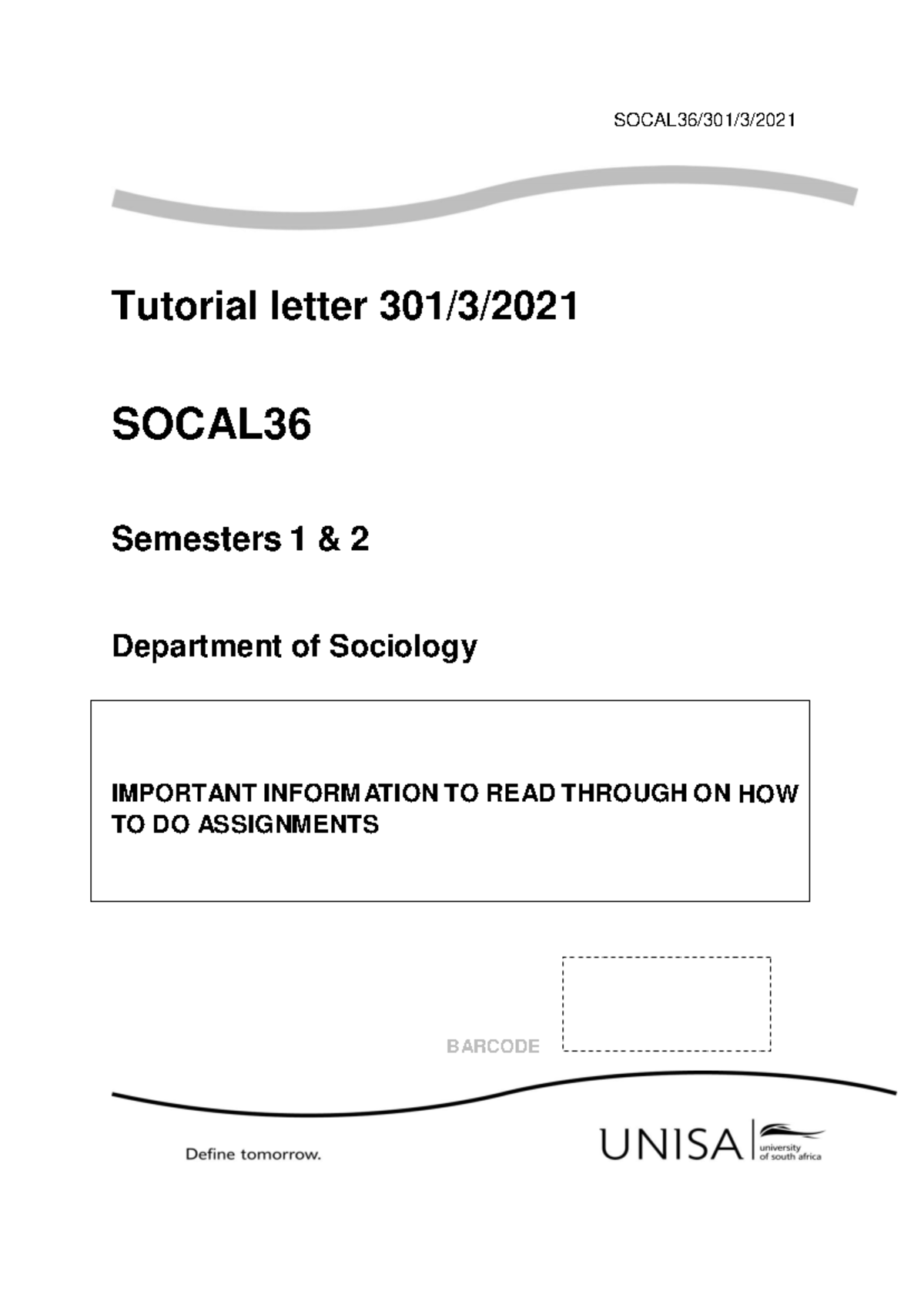 301 2021 3 b tutorial letter - SOCAL36/ 301/3/ 2021 Tutorial letter 301 ...