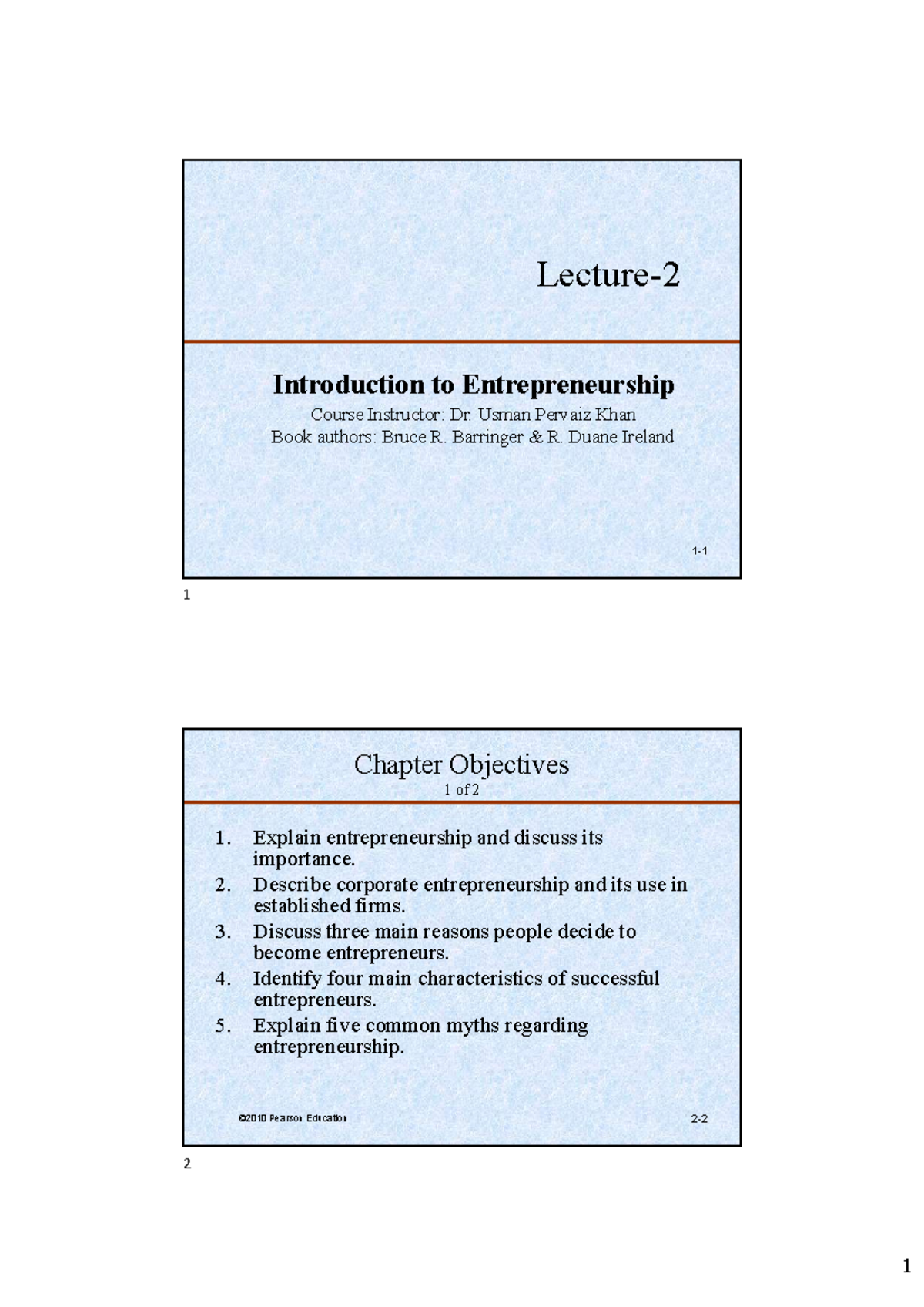 Lecture-1 notes - 1- Lecture- Introduction to Entrepreneurship Course ...