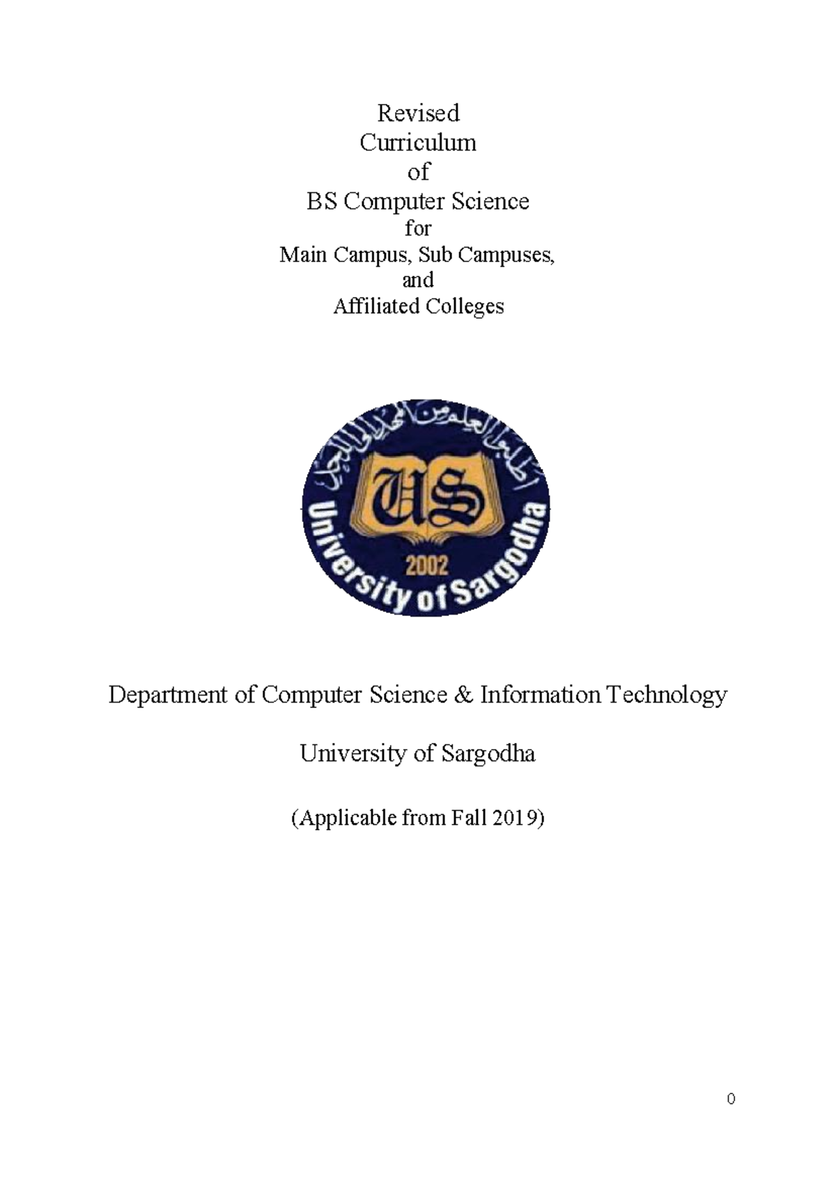 UoS BSCS Curriculum Syllabus (Revised) - Fall 2019 Edition - Studocu