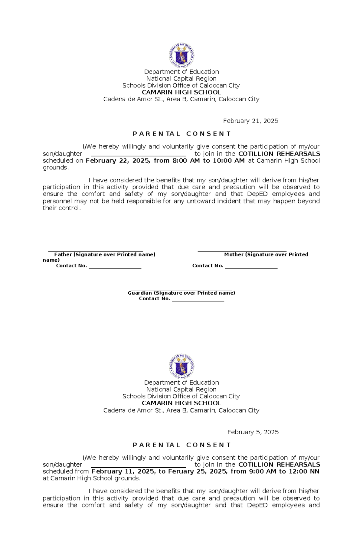 Parental- Consent-PROM - Department of Education National Capital ...