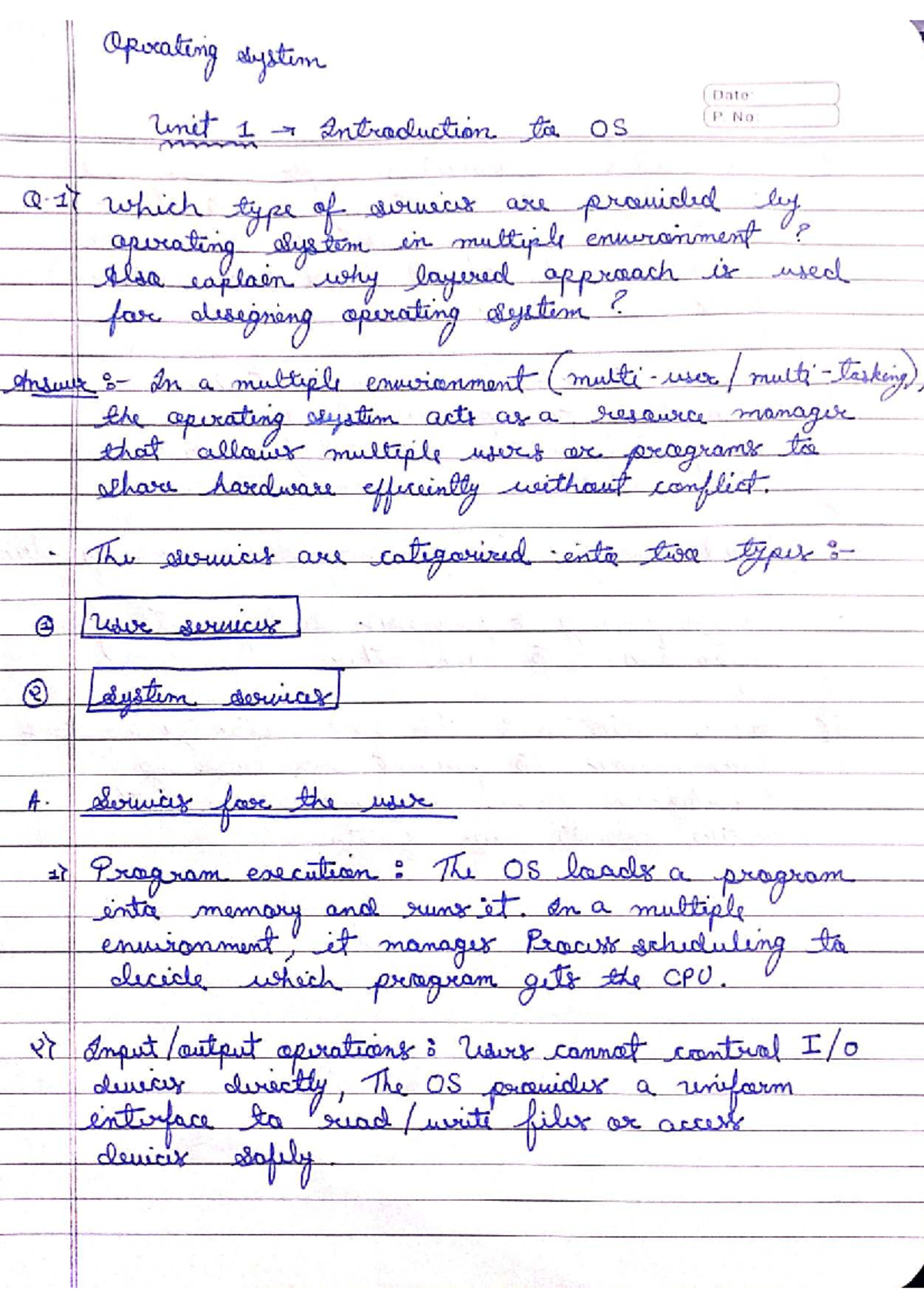 Unit 1 OS - Final Exam Notes on Operating System Services and Design ...