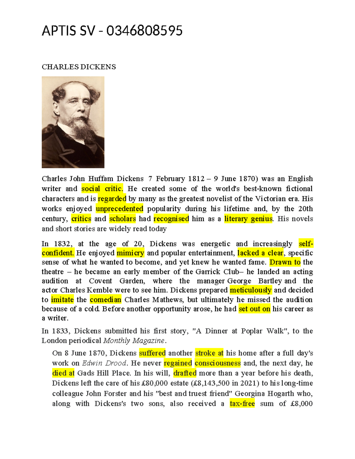Charles Dickens: Life, Works, and Legacy - SV 1 1 Analysis - Studocu