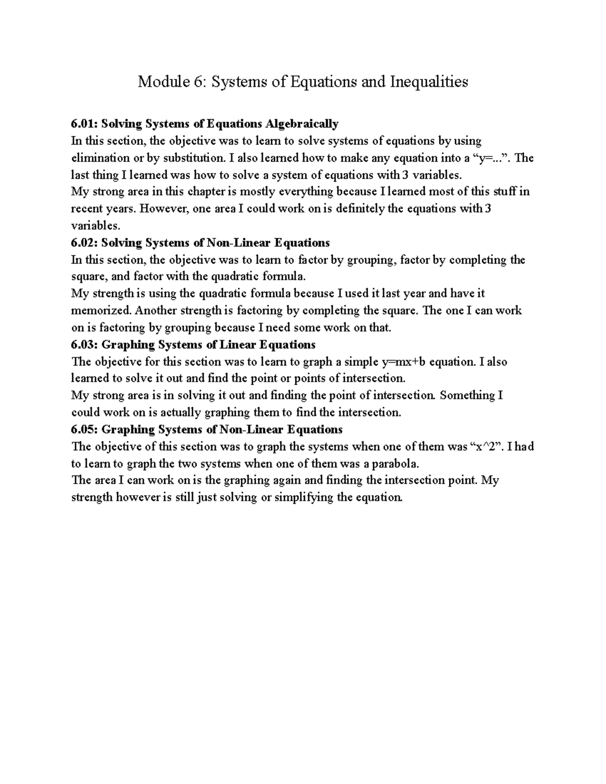 Module 6 Discussion Assignment: Systems of Equations & Inequalities ...