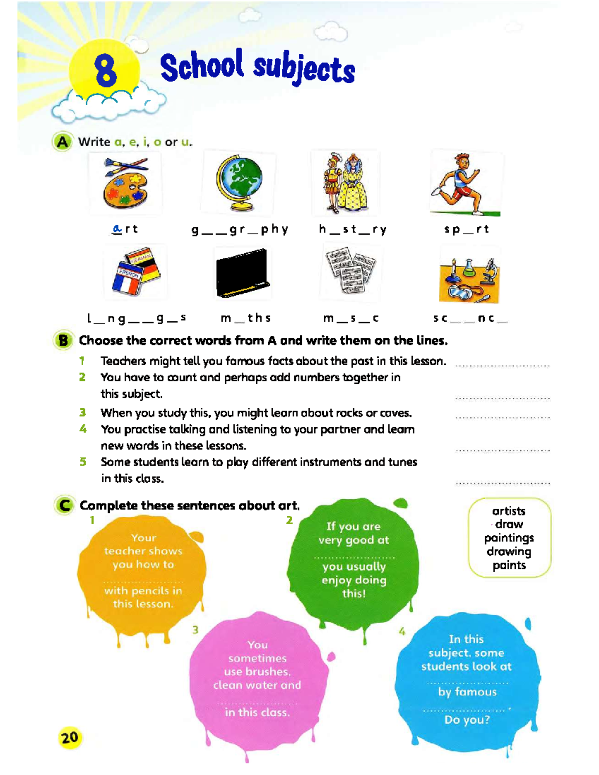 U8 - Practice: School Subjects and Art Activities - Studocu