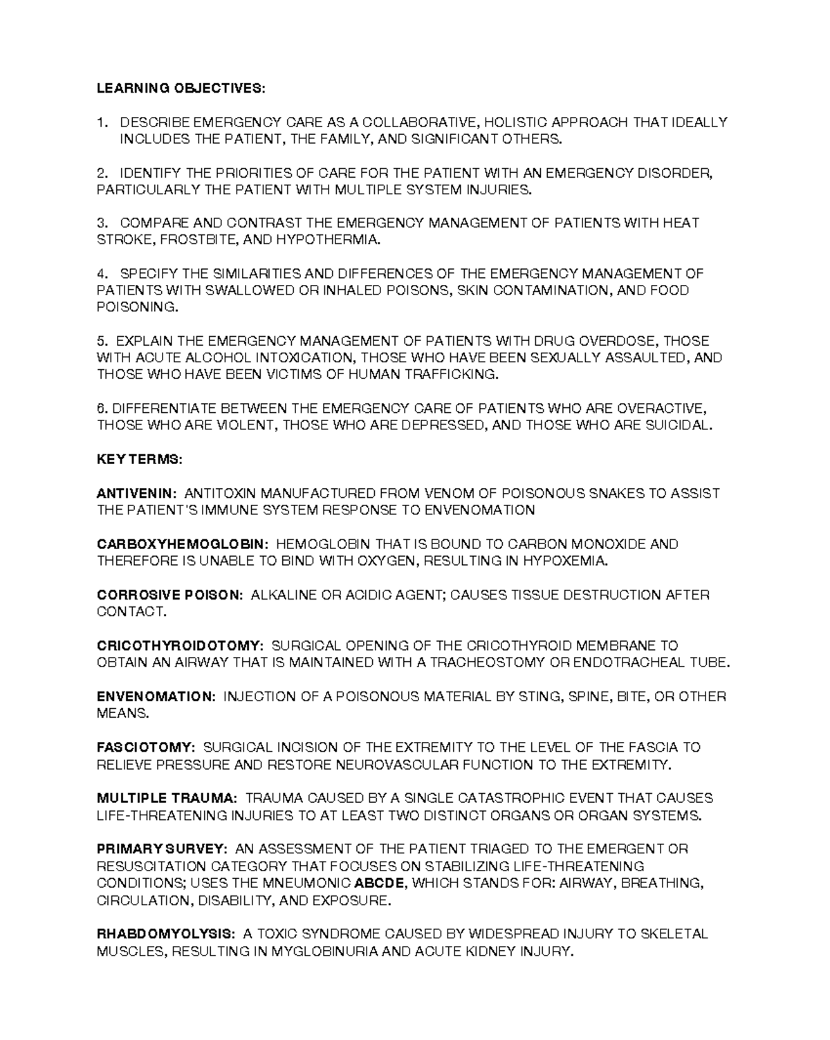 Emergency Nursing: Key Learning Objectives and Management Strategies ...