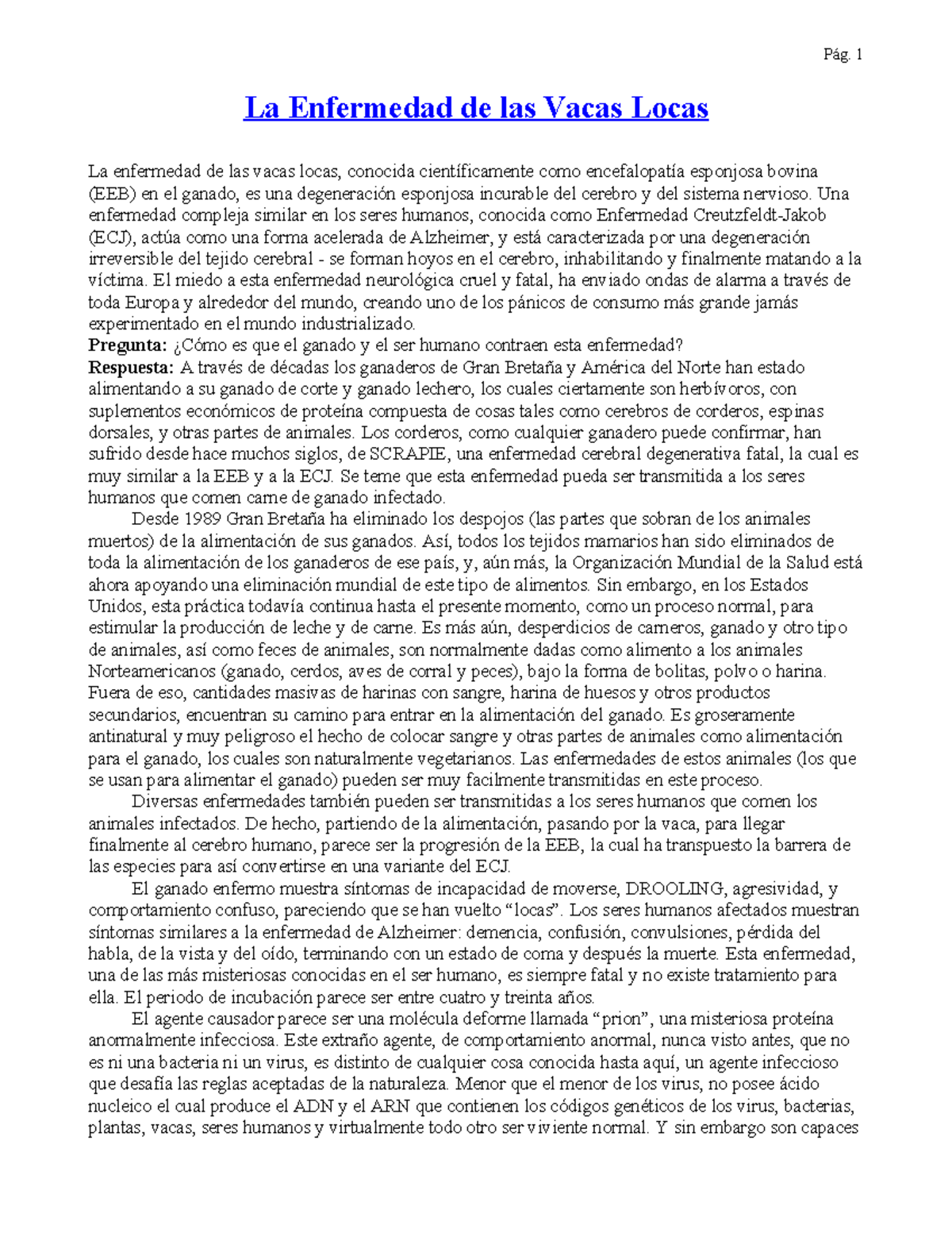 La Enfermedad de las vacas Locas, Suzanne Sutton - La Enfermedad de las ...