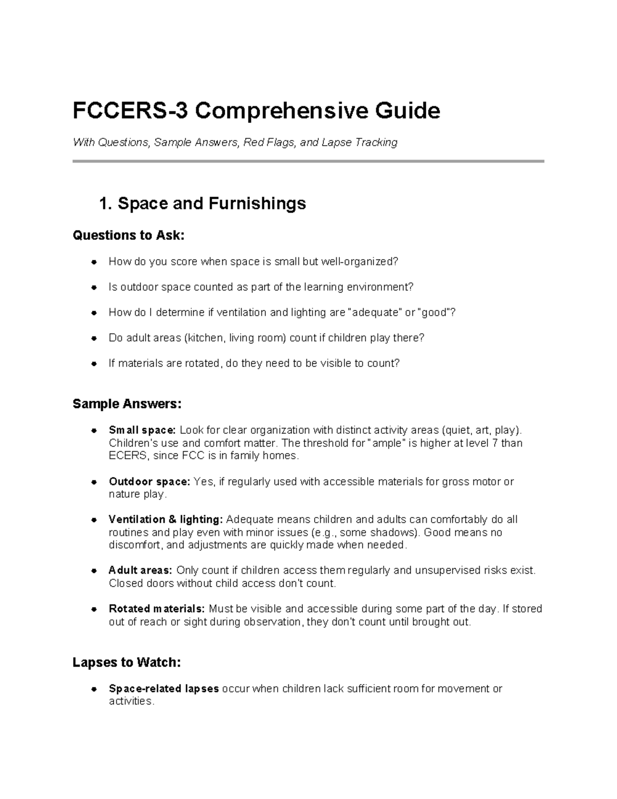 FCCERS-3 Comprehensive Guide: Questions, Answers & Lapse Tracking - Studocu