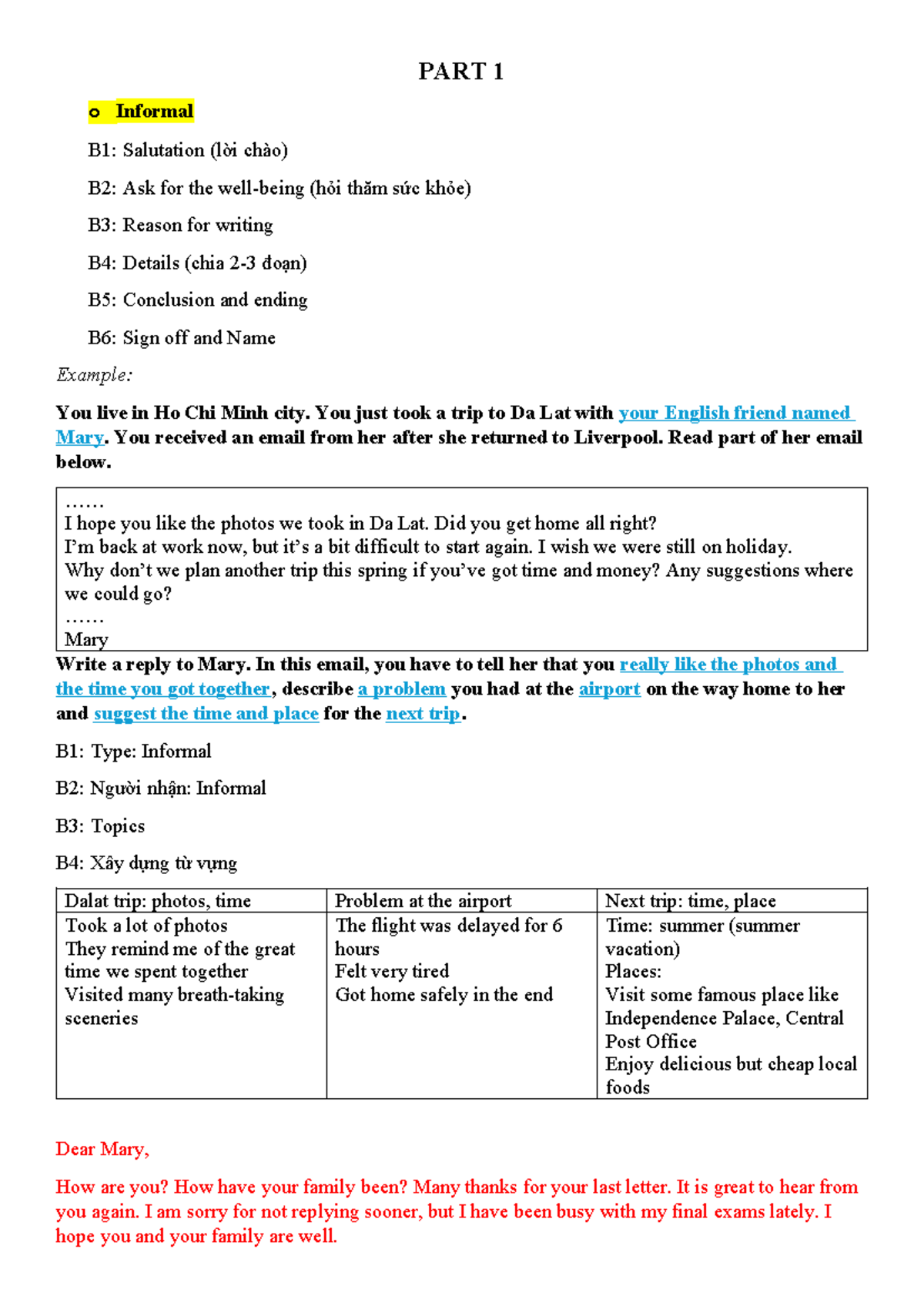Writing Part 1: Informal Email Structure and Examples - Studocu