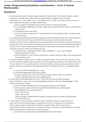 Statistics Questions and Answers - Form 4 Topical Mathematics - Statistics Questions and Answers ...