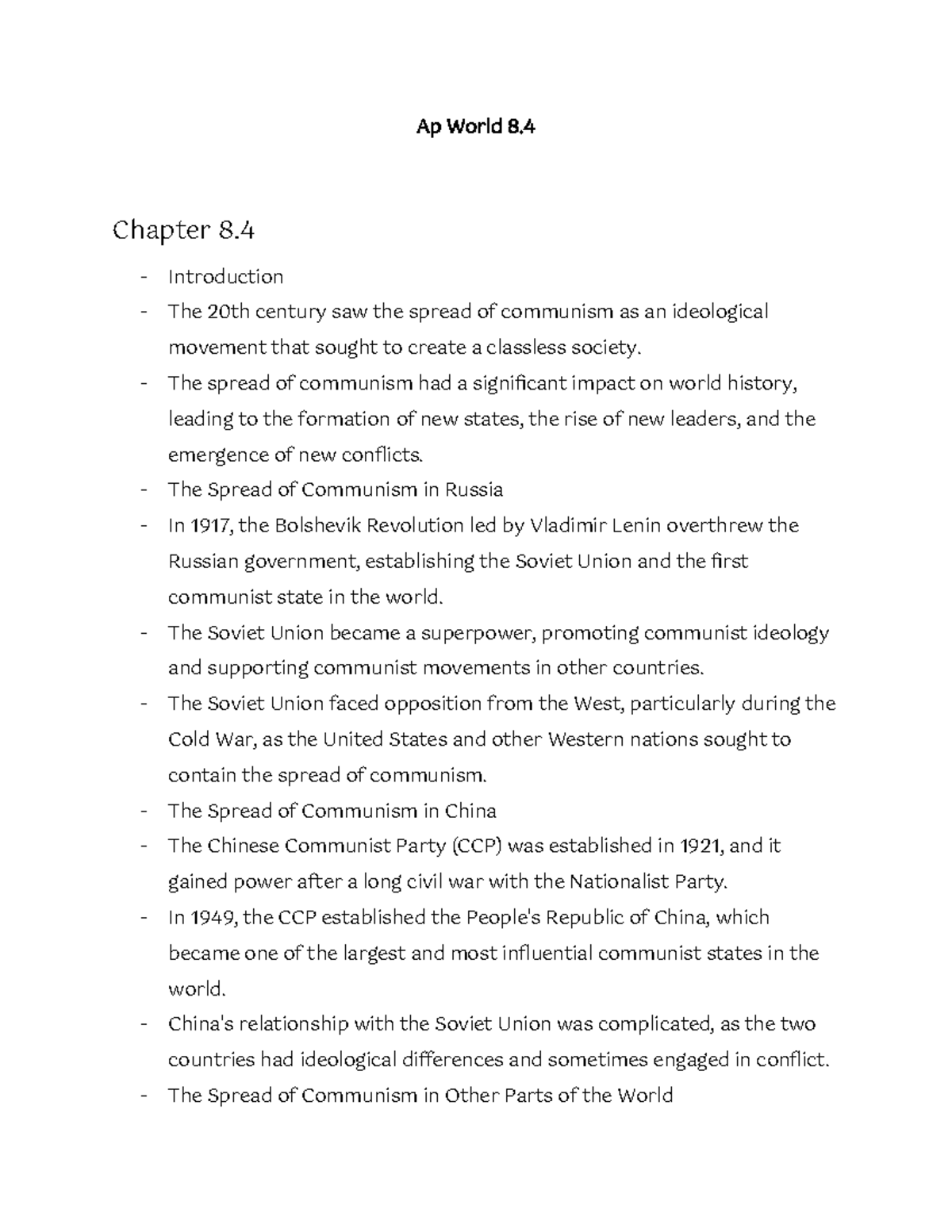 AP World History 8.4: The Impact and Legacy of Communism Global Spread ...
