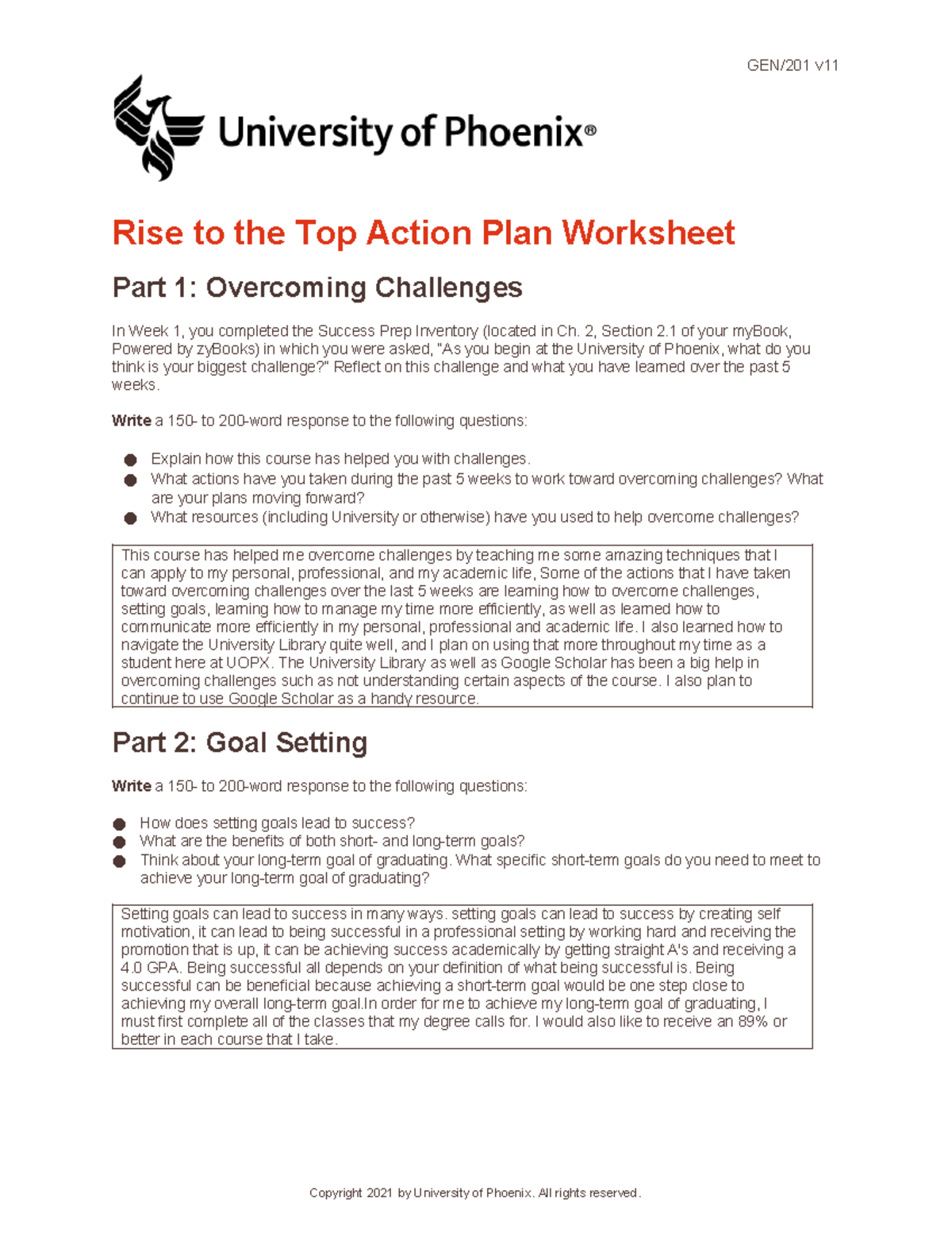 Week 5 Summative Assessment - GEN/201 v Rise to the Top Action Plan ...