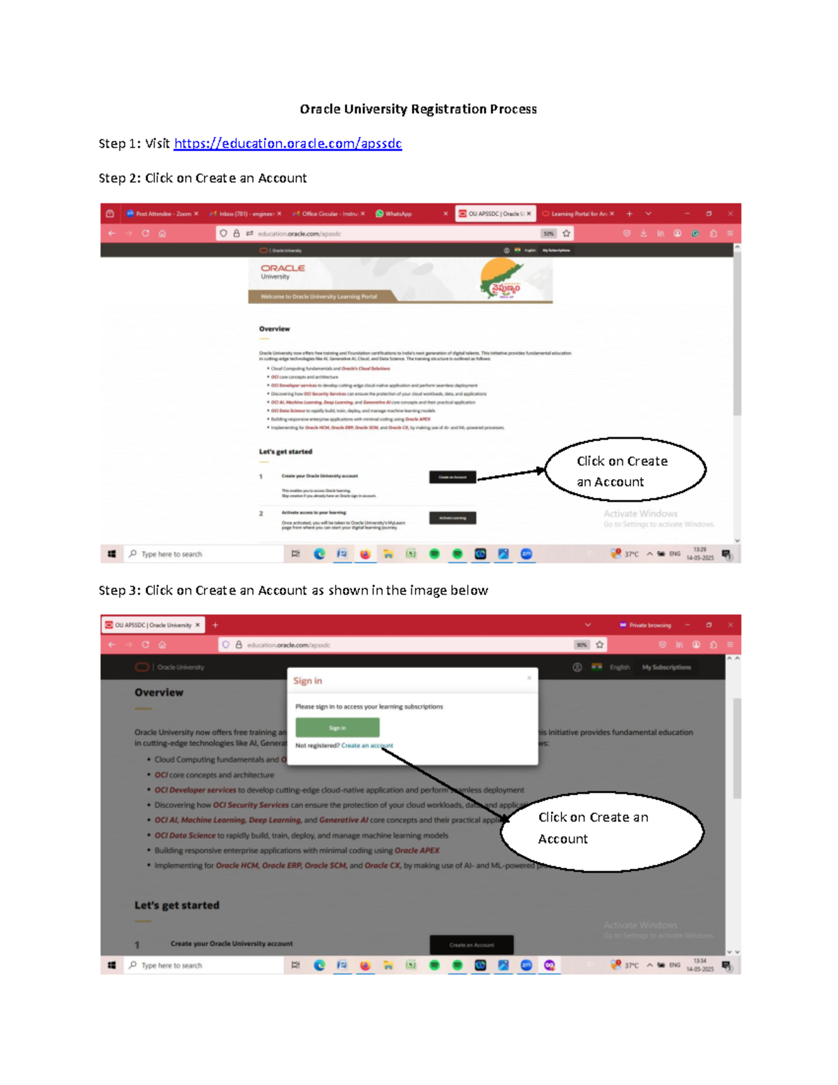 Guide to Oracle University Registration Process for APSSDC - Studocu