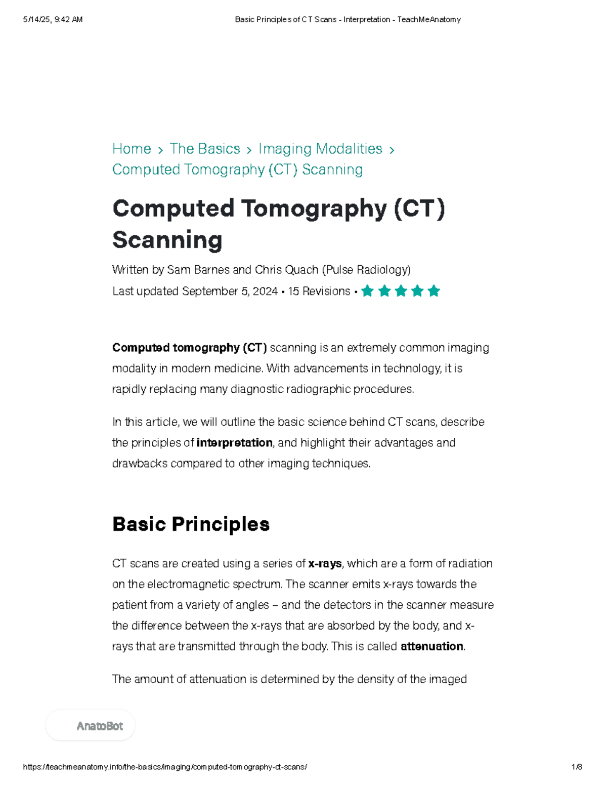 Basic Principles of CT Scans Interpretation (Course Code: 9:42 AM ...