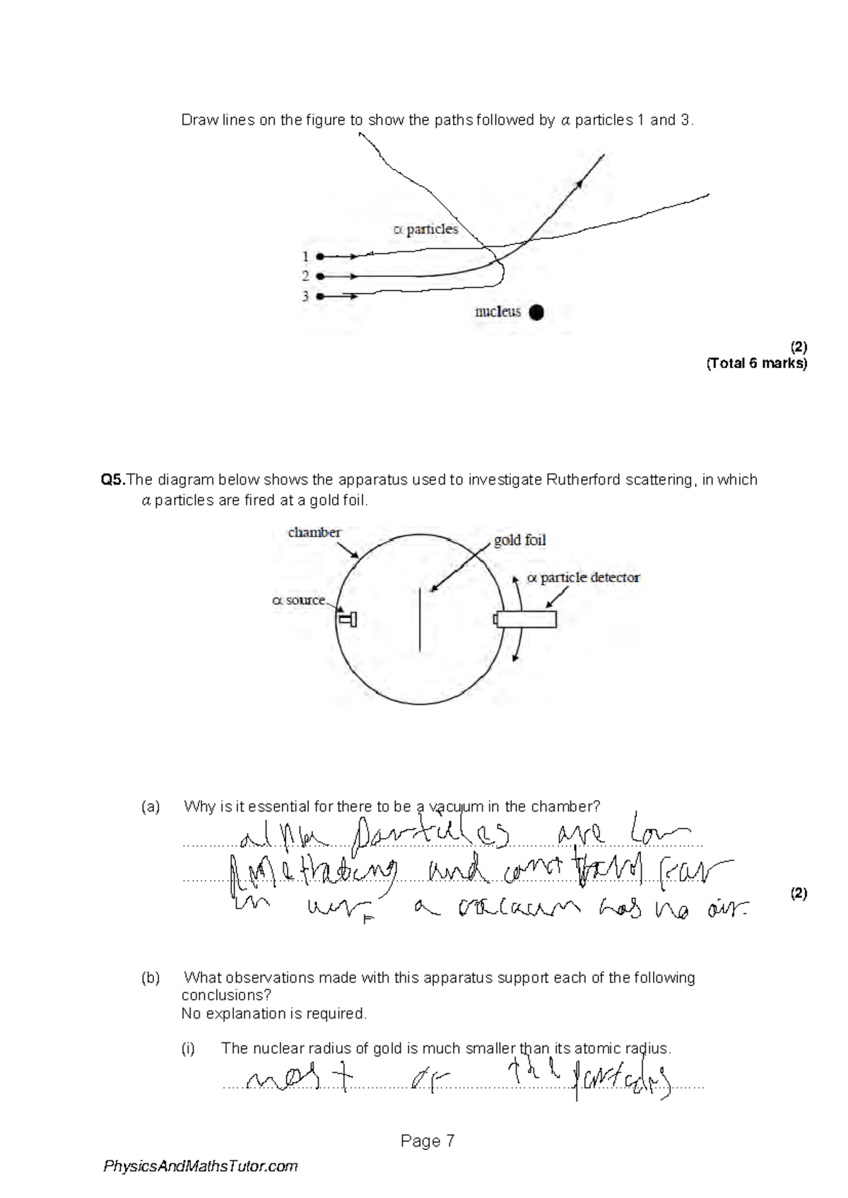 Rutherford Scattering QP - Page 7 Draw lines on the figure to show the ...