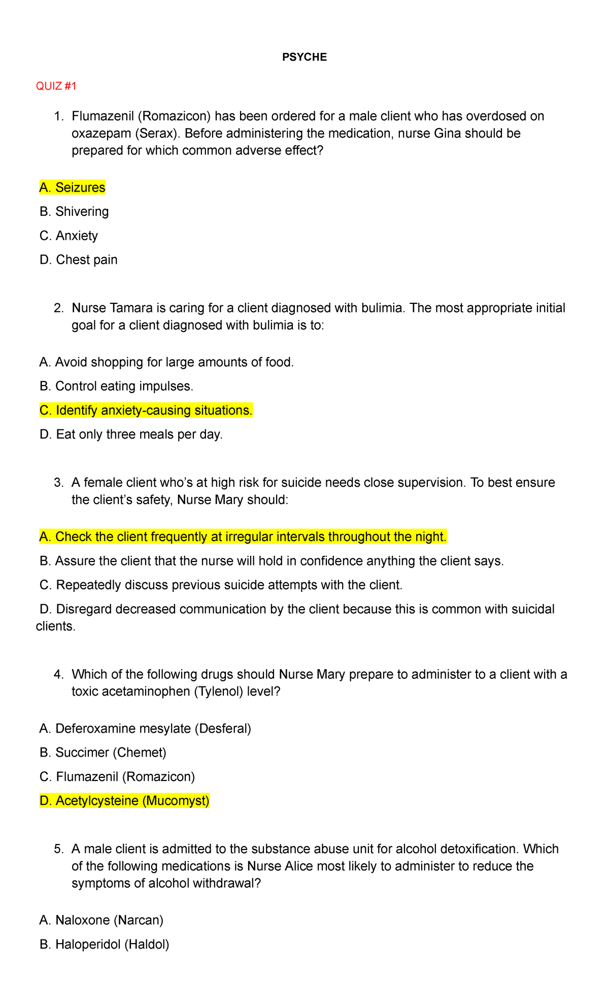 PSYCHE QUIZ: Key Concepts in Substance Abuse and Mental Health Care ...