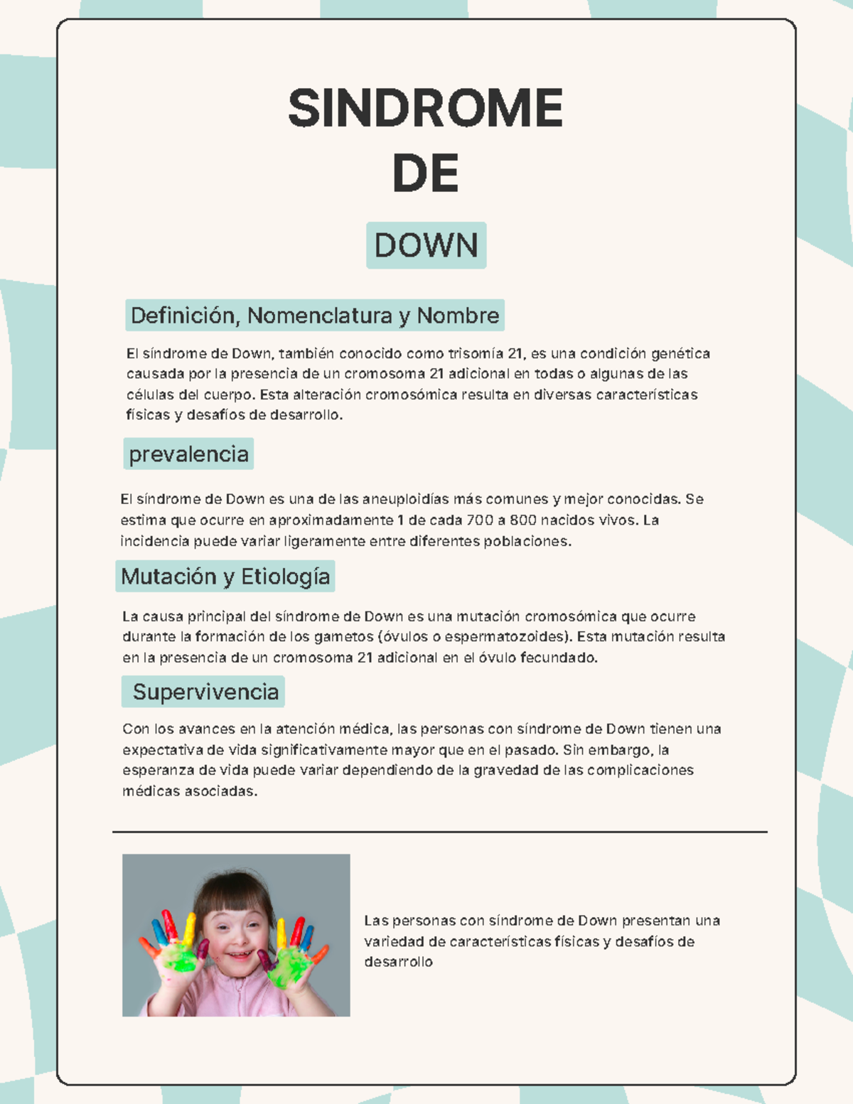 Síndrome de Down: Infografía sobre Trisomía 21 y sus Características ...