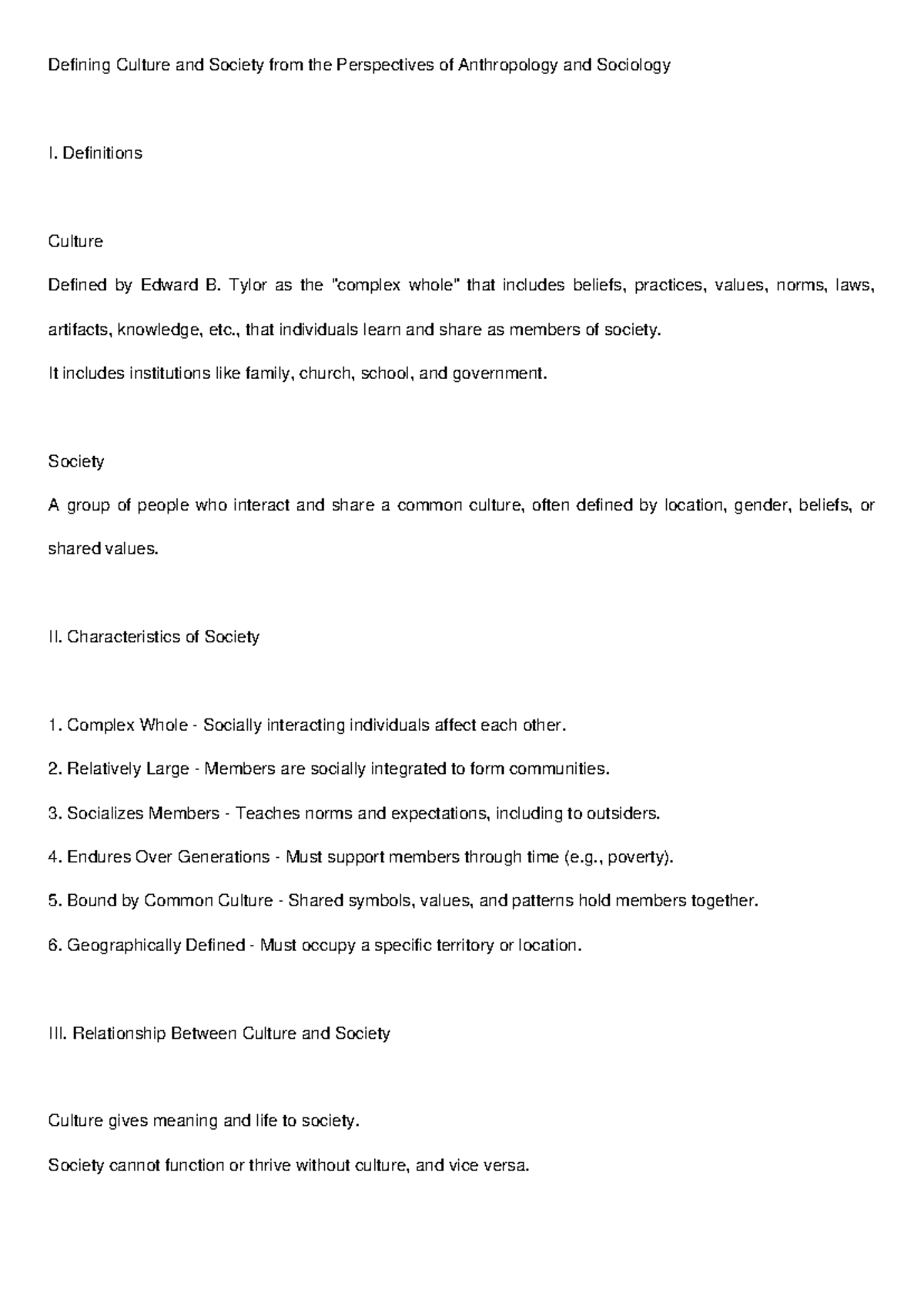 Culture and Society Summary: An Anthro-Soc Perspective I - Studocu
