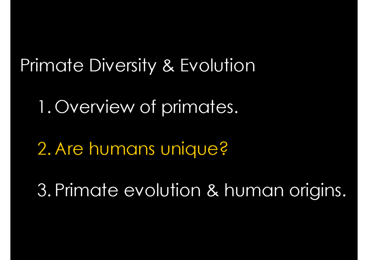 Are Humans Unique? Primate Evolution and Diversity Notes - Studocu