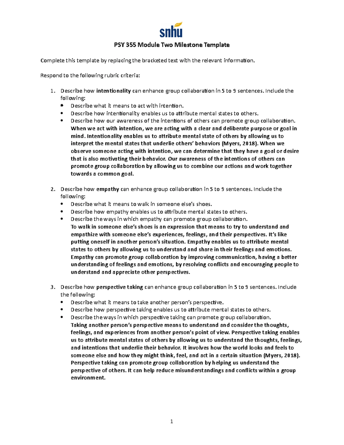 PSY 355 Module One Milestone: Exploring Motivation and Engagement - Studocu