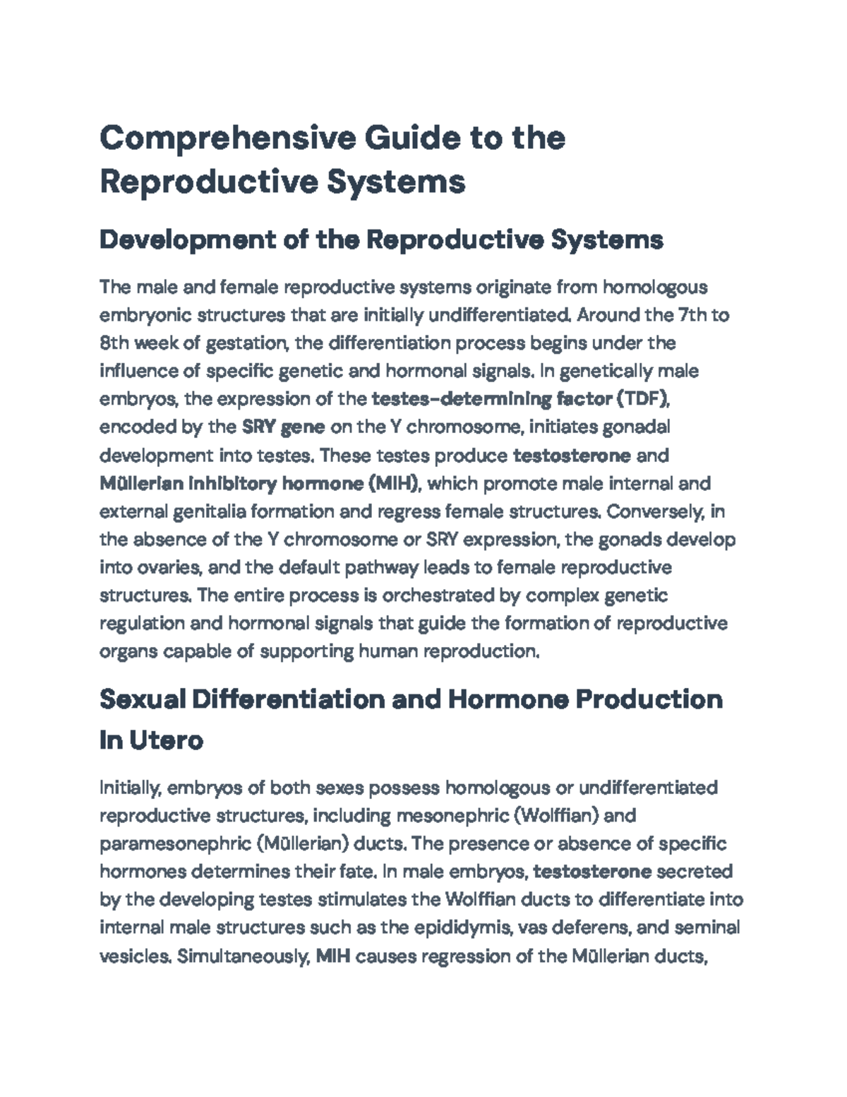 Comprehensive Overview of Human Reproductive Systems and Functions ...