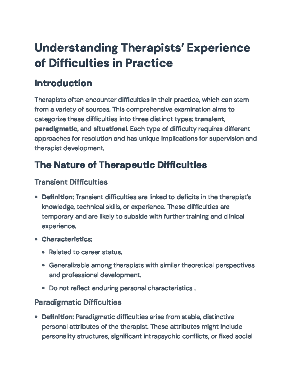 Understanding Therapist Practice Difficulties: Types & Solutions - Studocu