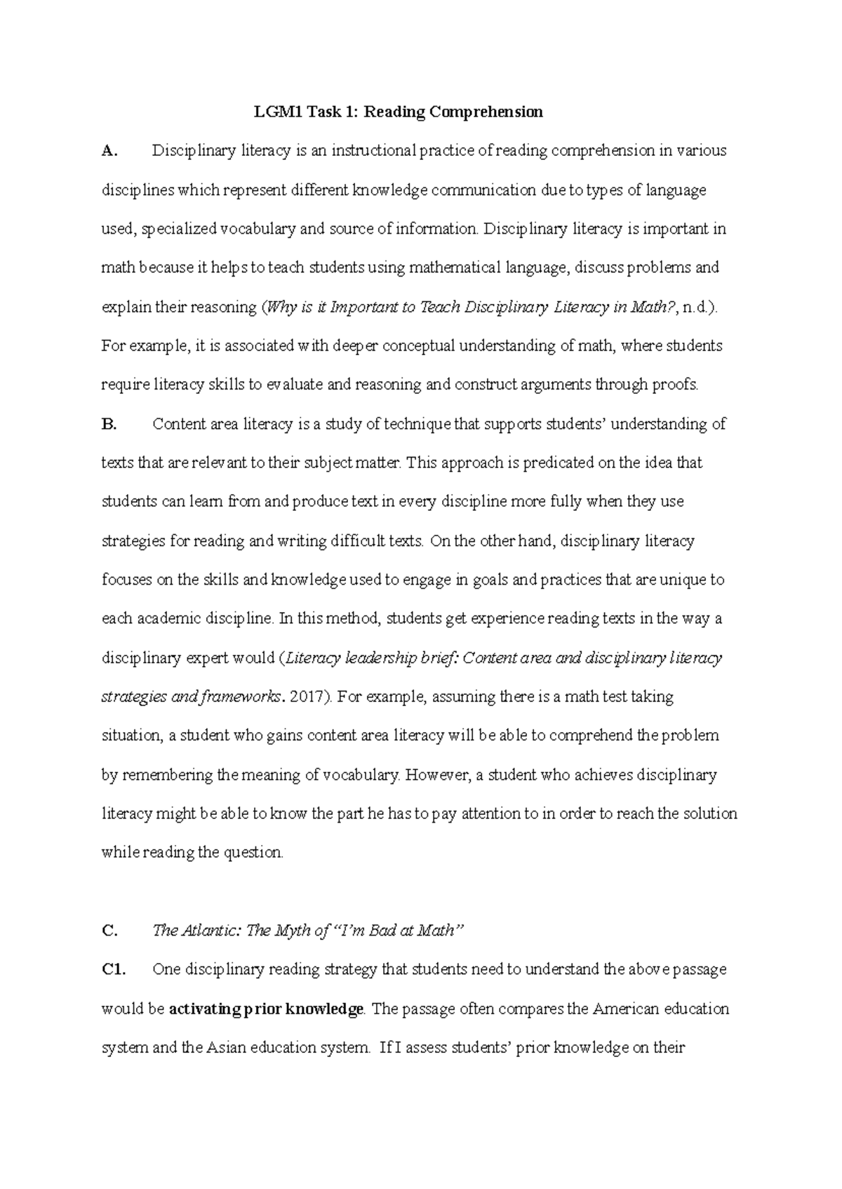 LGM1 Task 1 Reading Comprehension - LGM1 Task 1: Reading Comprehension ...