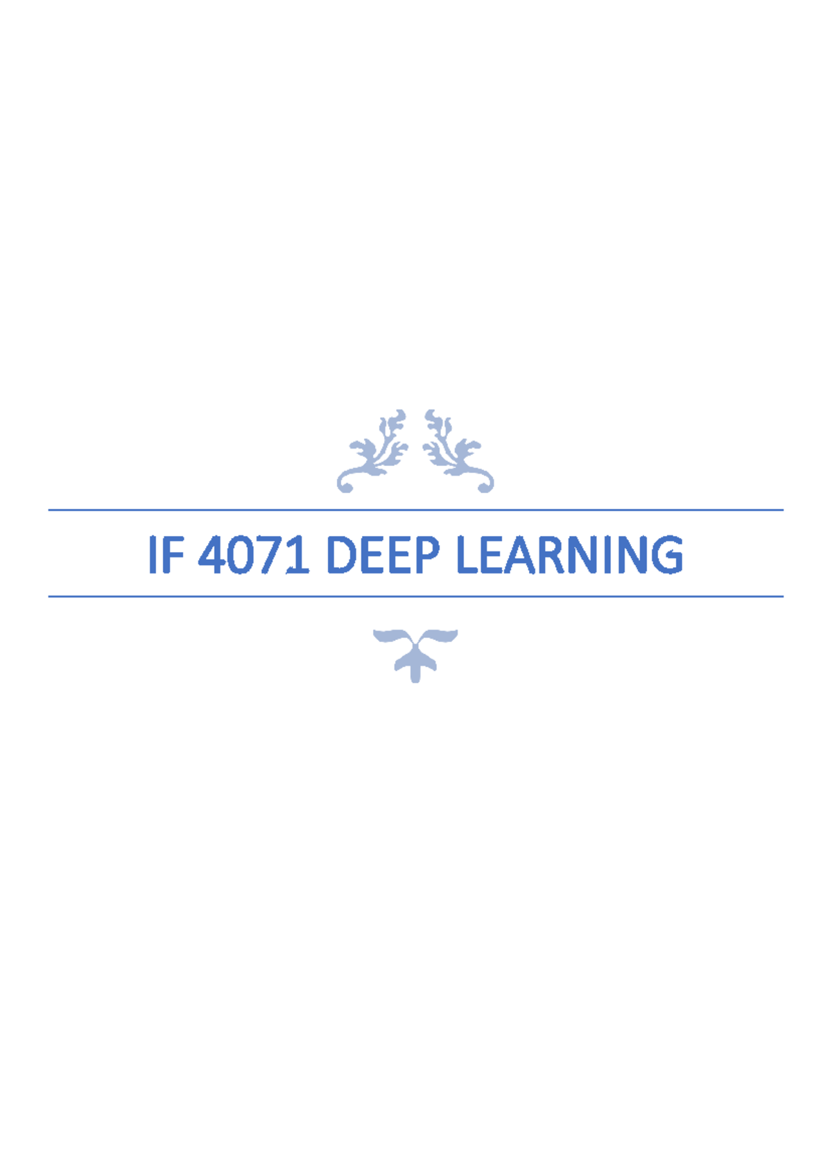 DL IF4071 Notes 1-5: Concepts and Techniques in Deep Learning - Studocu