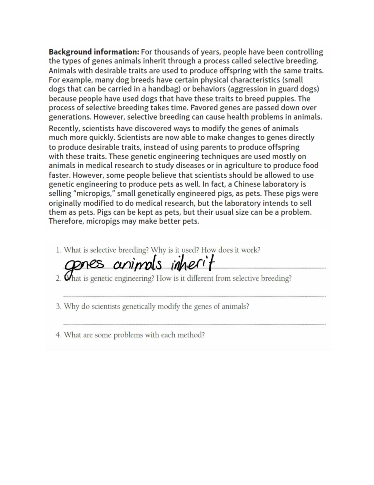 Week 1 - Reading: Selective Breeding vs. Genetic Engineering - Studocu