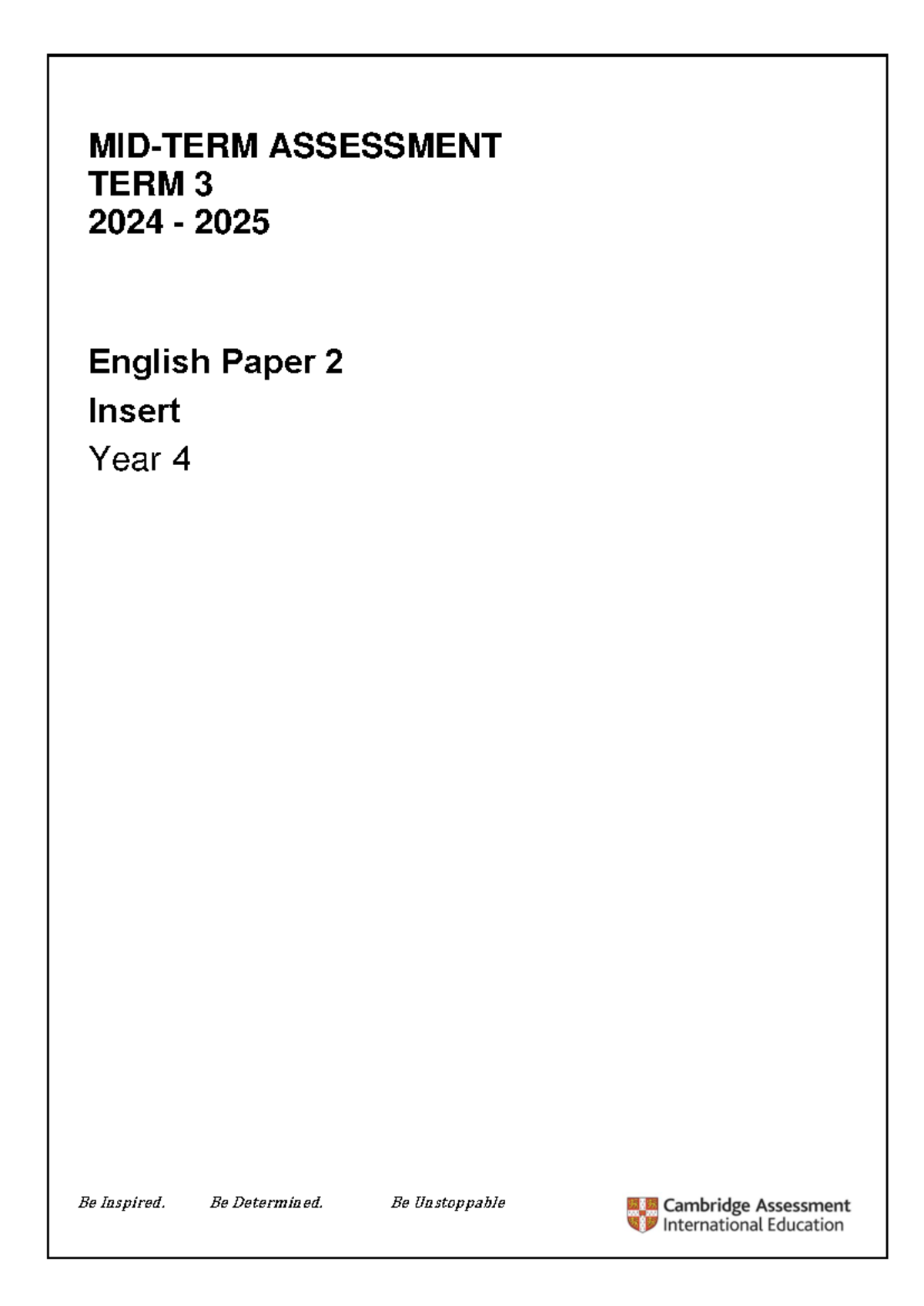 MIDTERM 3 2024-2025 English Paper 2: The Fellowship of the Ring Excerpt ...