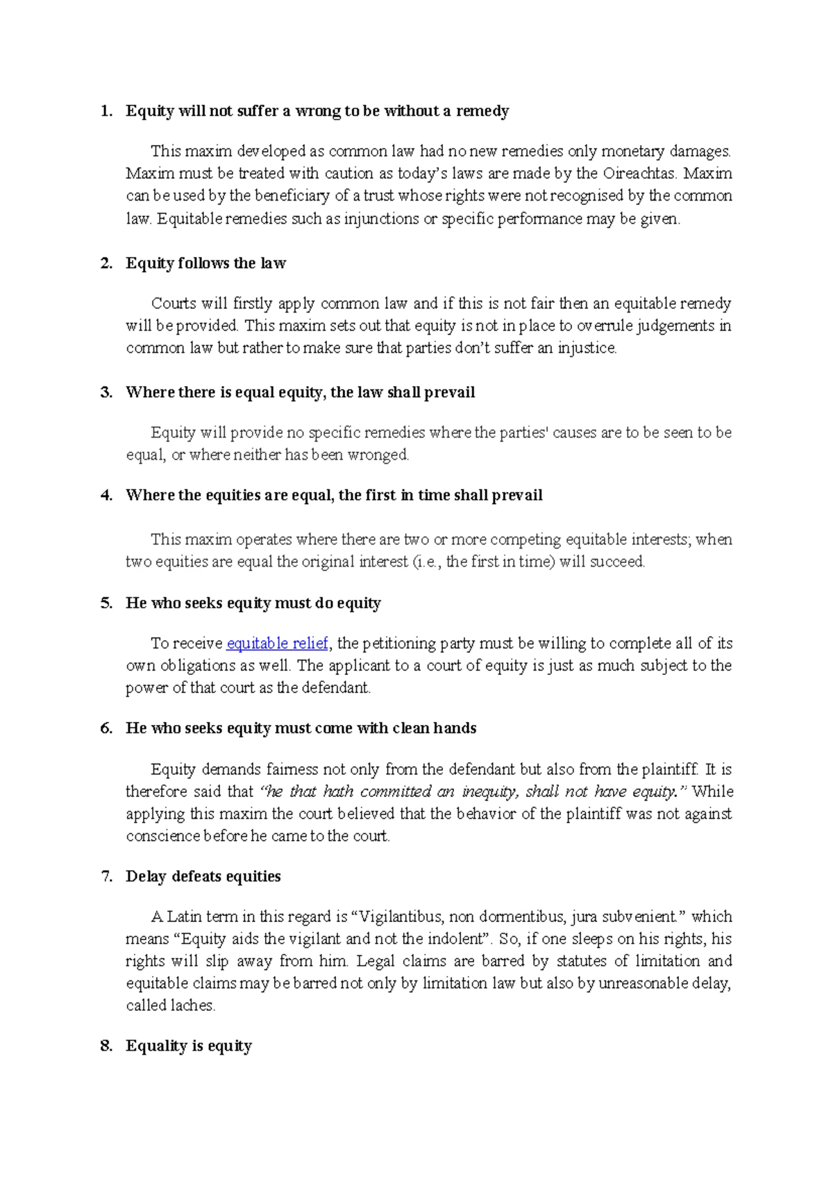 PART B - (Essay) Equity will not assist a volunteer[ 2242] - Equity and ...