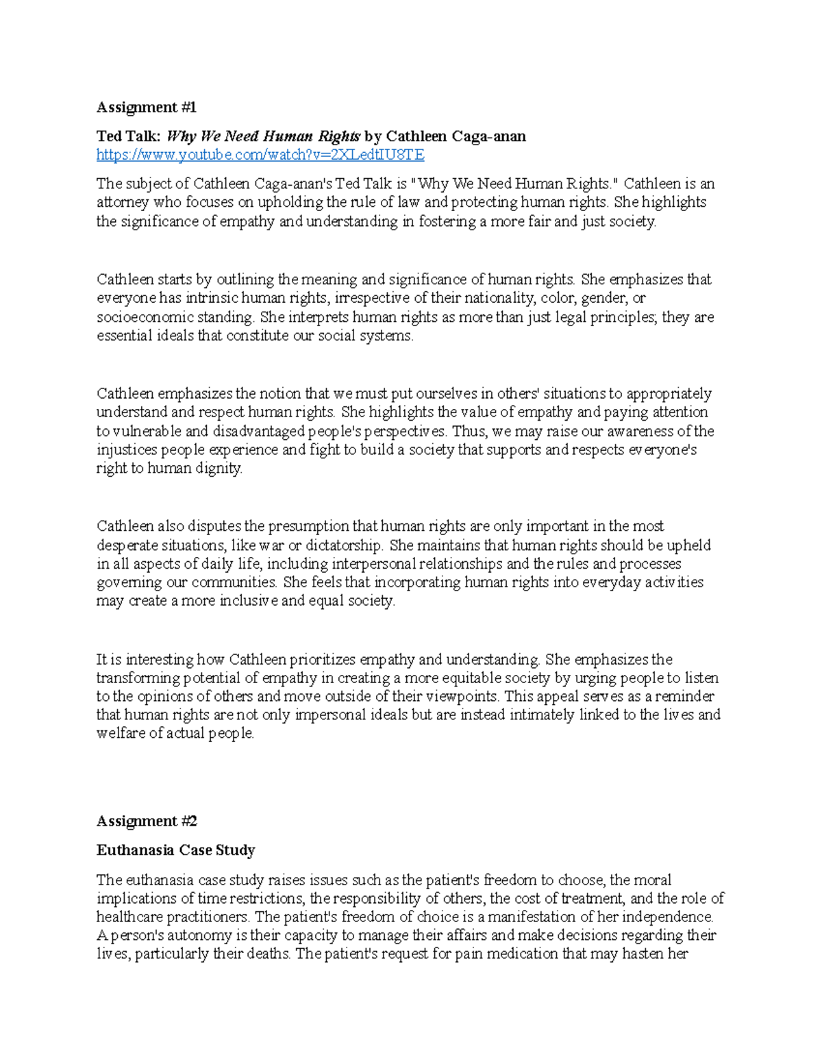 Aniyah Assignments - Ted Talk: Why We Need Human Rights by Cathleen ...