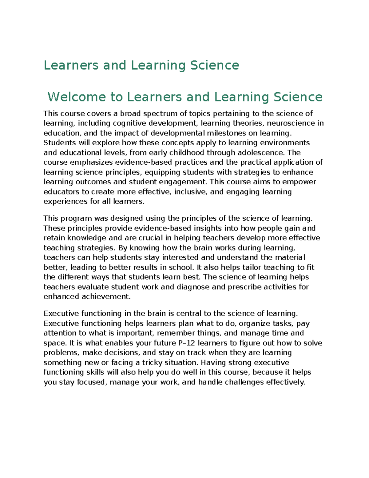 Understanding Learning Science: Neuroscience & Cognitive Development ...