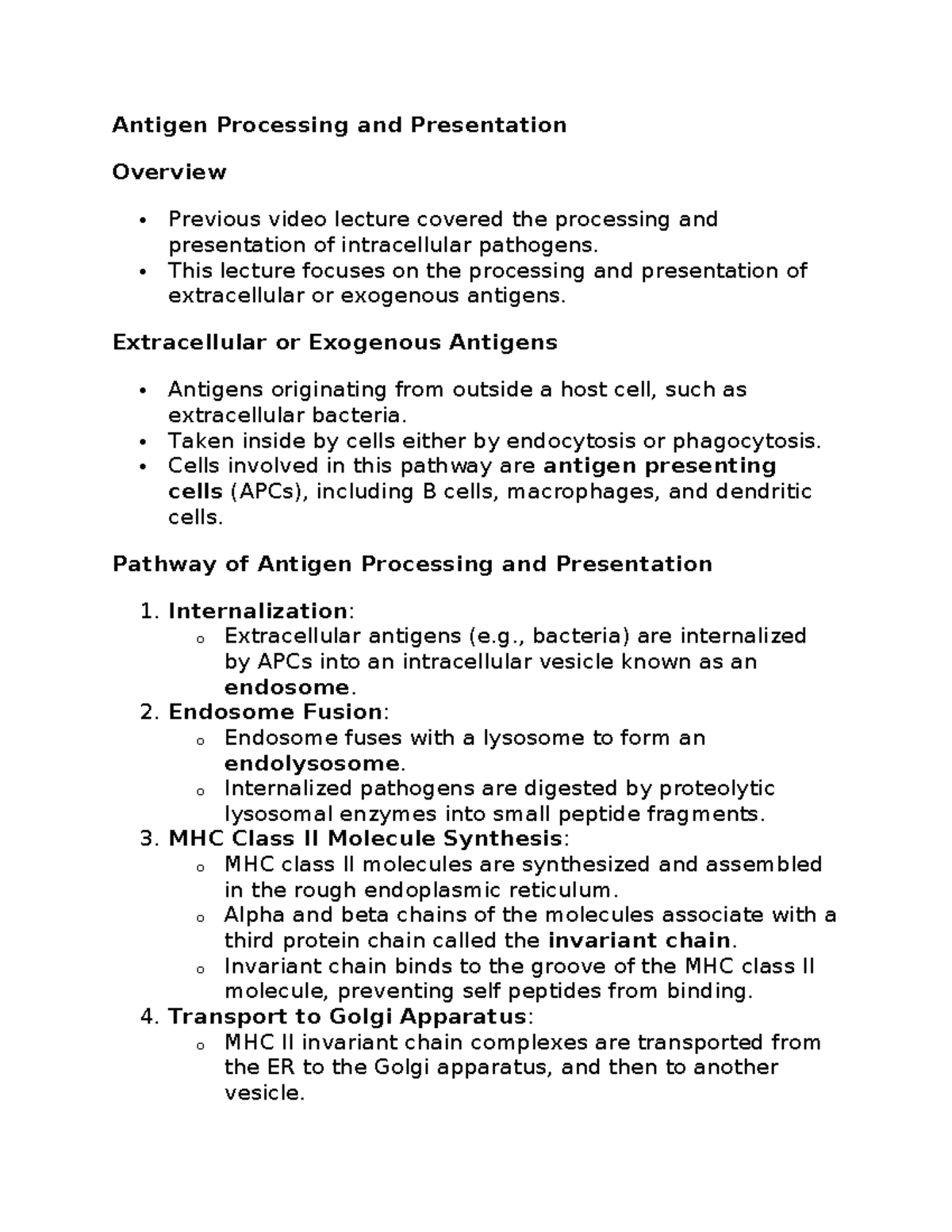 Antigen Processing & Presentation Overview: Extracellular Pathogens ...