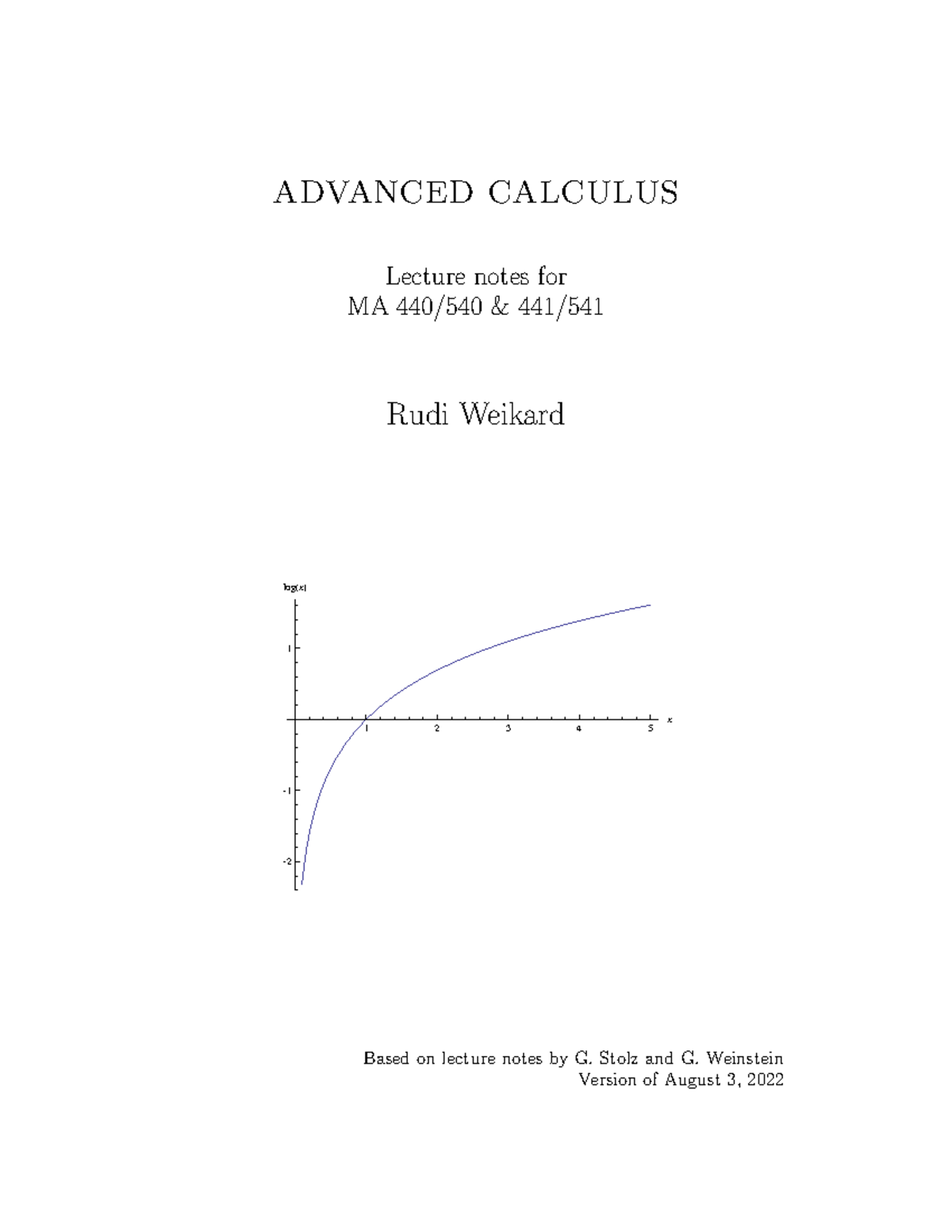 MA Advanced Calculus Lecture Notes by Rudi Weikard - Studocu