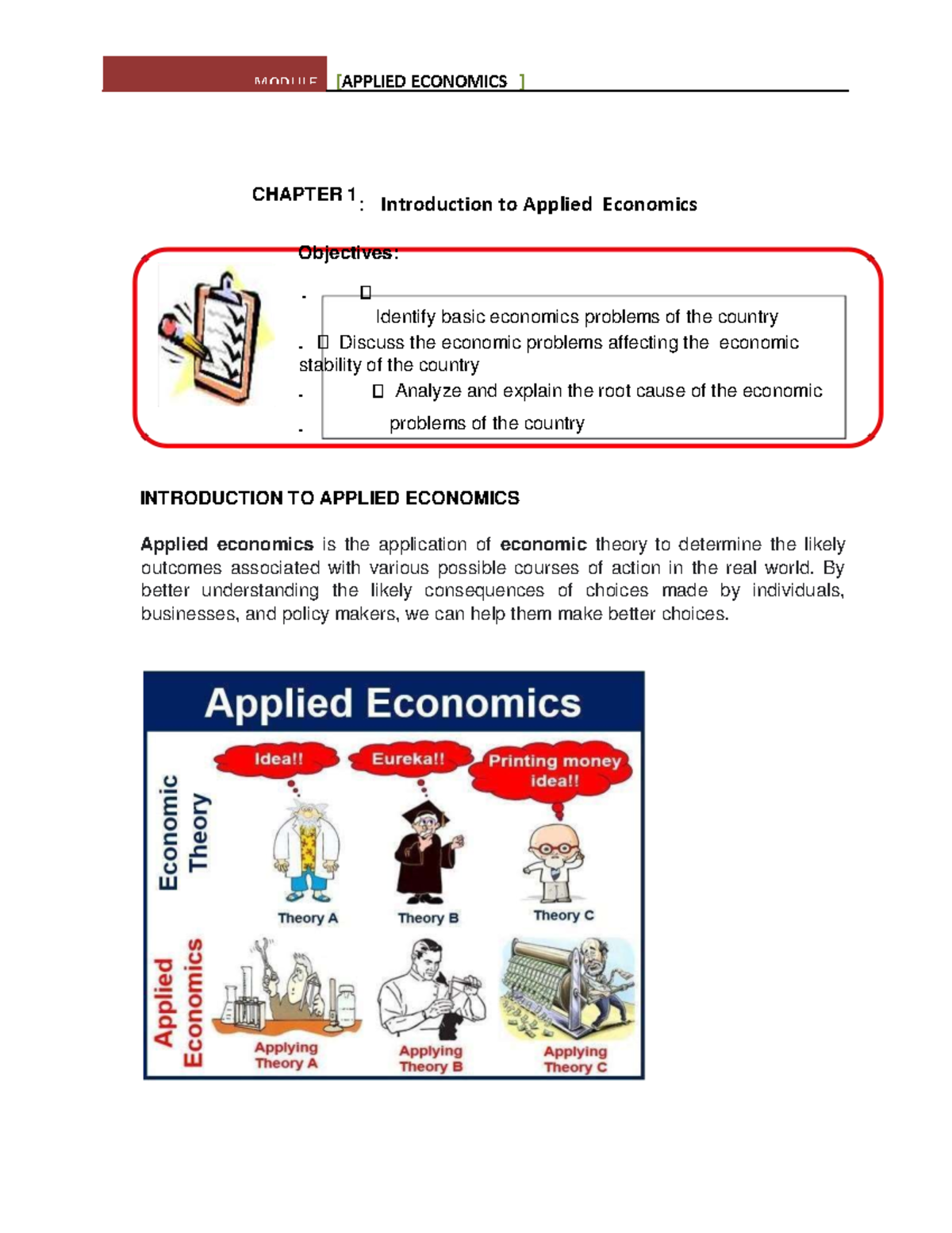 Chapter 1 - applied econ - CHAPTER 1 : Introduction to Applied ...