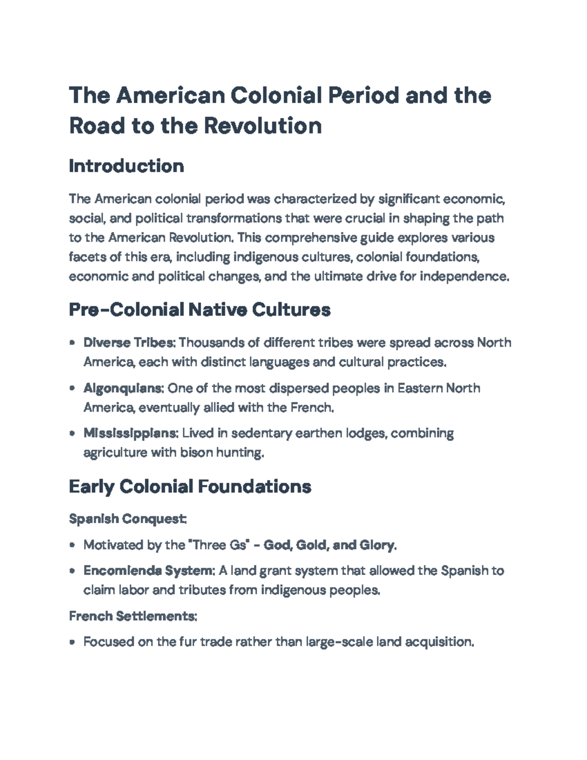The American Colonial Period: From Early Settlements to the Revolution ...