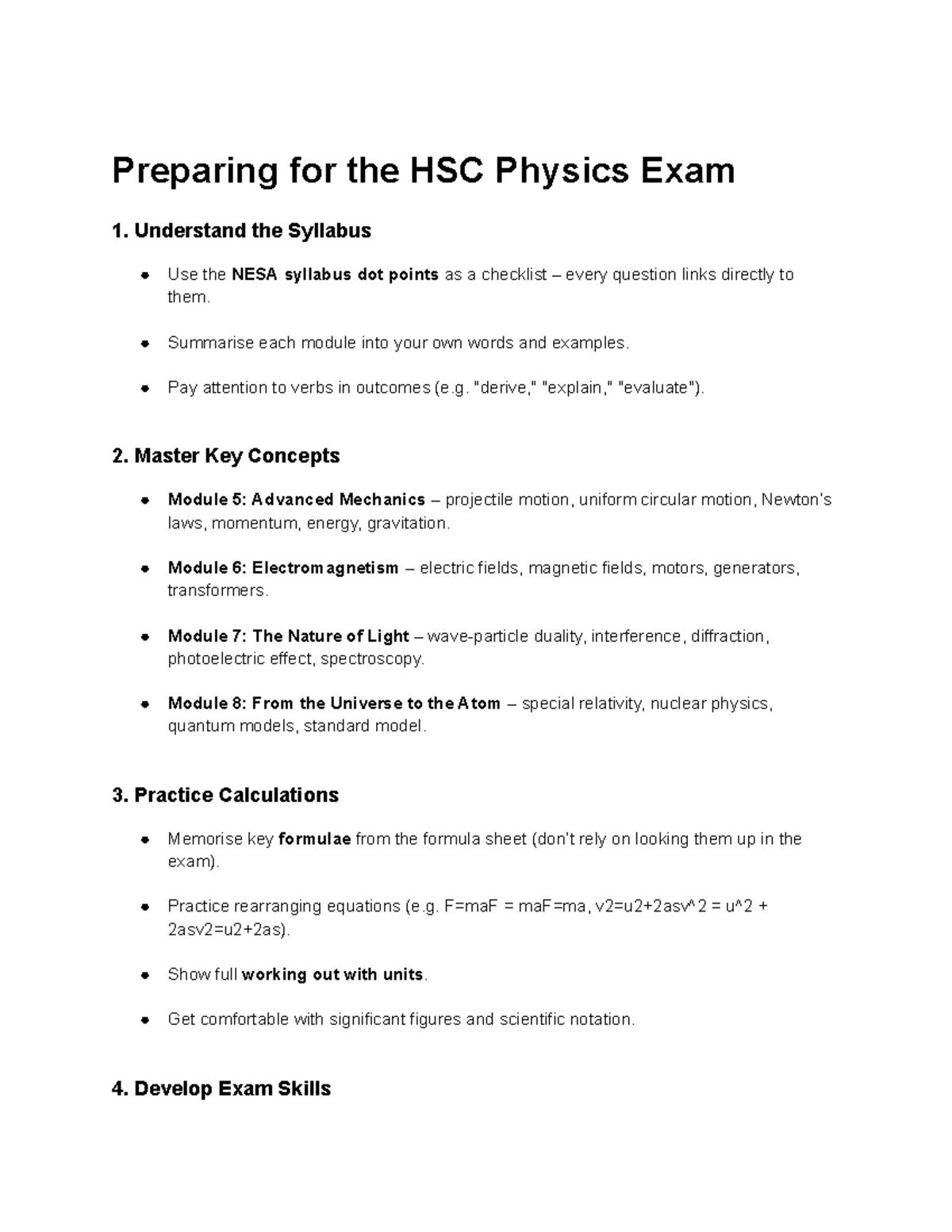 HSC Physics Exam Prep: Key Concepts & Strategies for Success - Studocu
