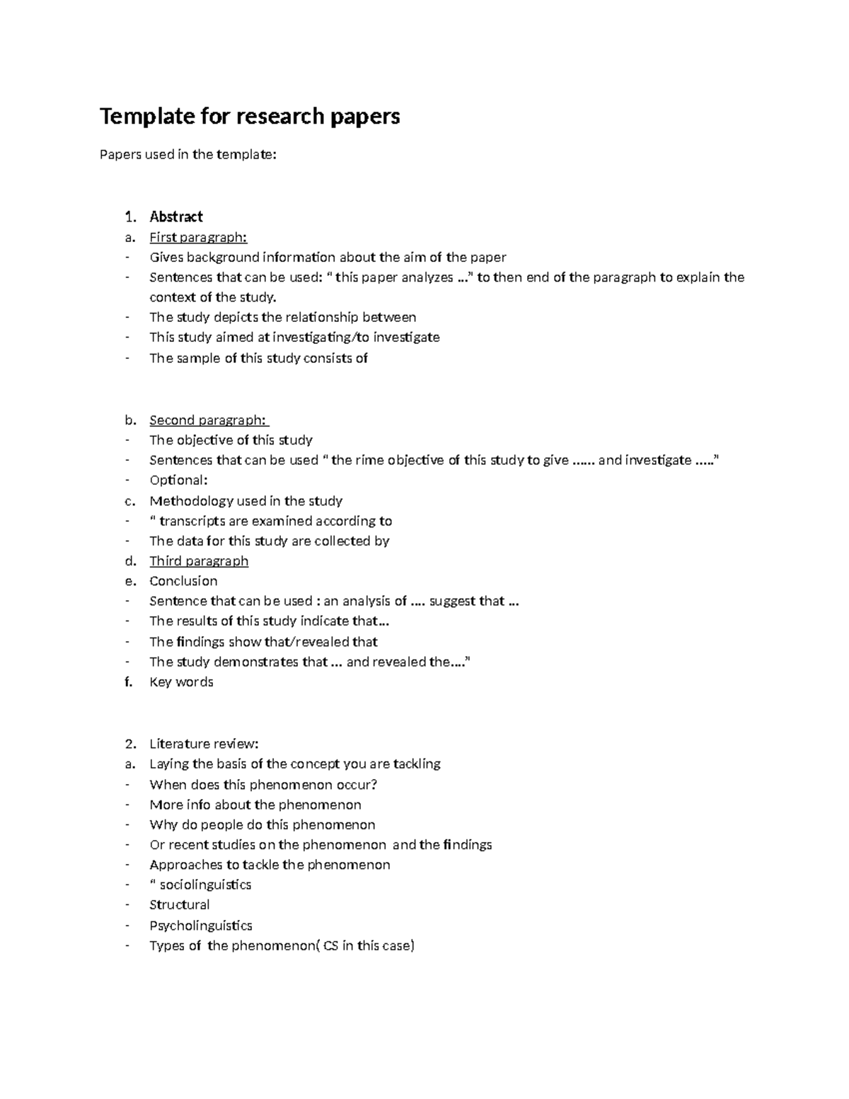 Research Paper Template: Guidelines for Structuring Your Study - Studocu