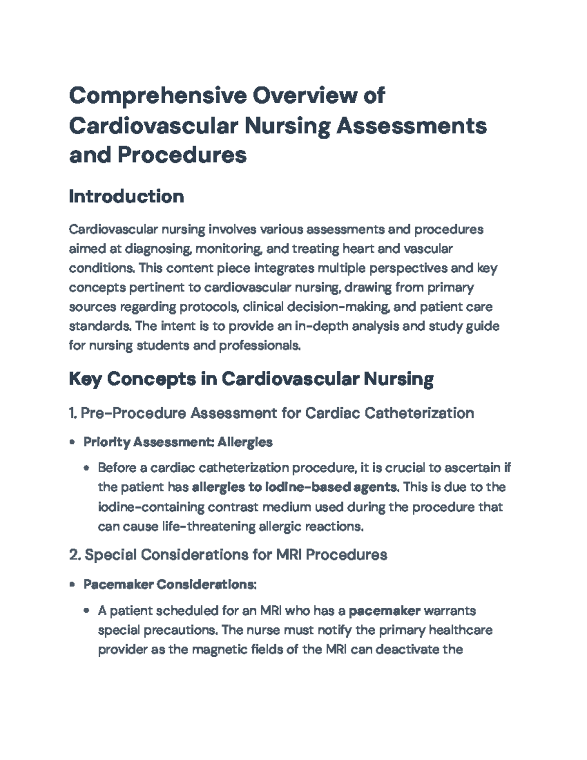 Comprehensive Guide to Cardiovascular Nursing Assessments and Care ...