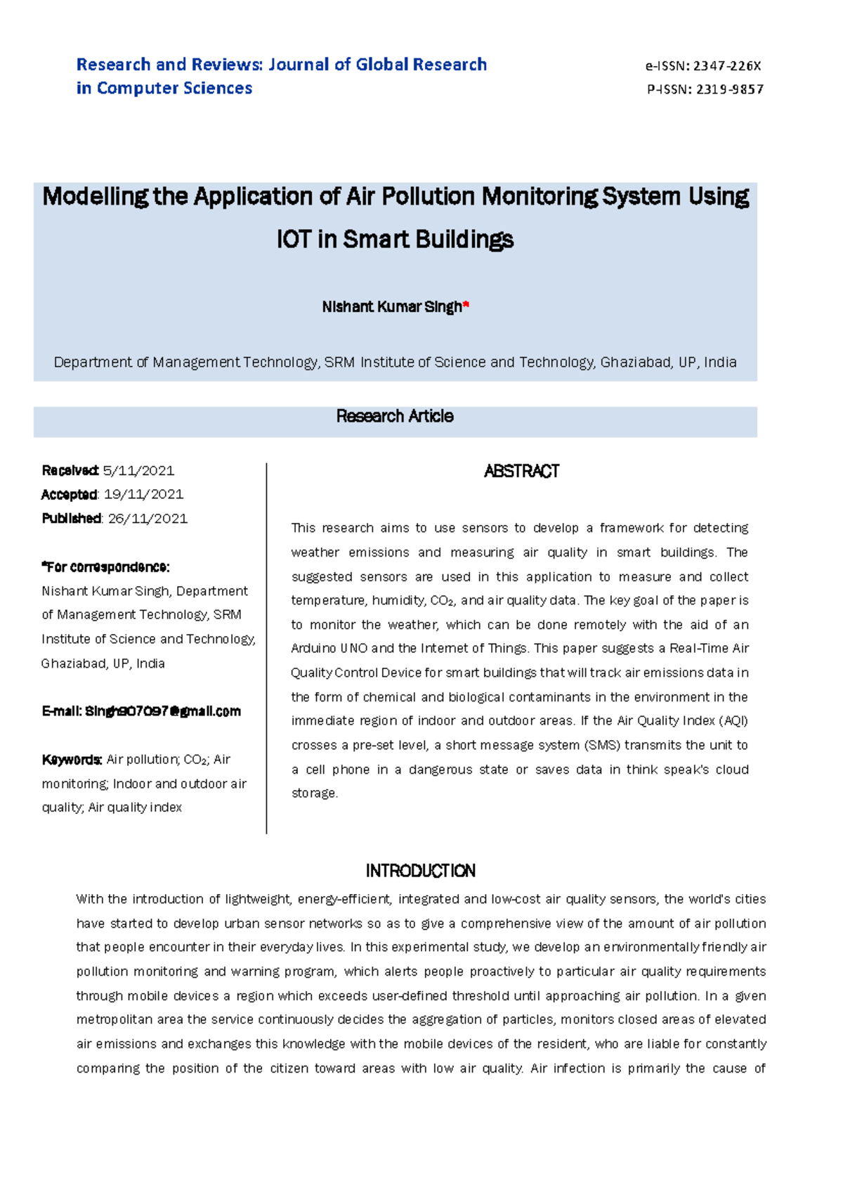Modelling the IoT-Based Air Pollution Monitoring System in Smart ...