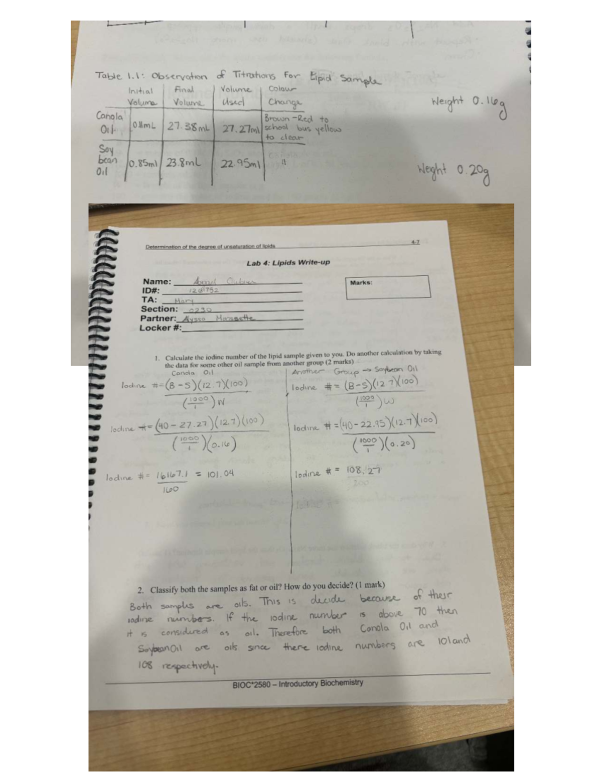 Lab 4: Lipids - Iodine Number Calculation & Unsaturation Analysis ...