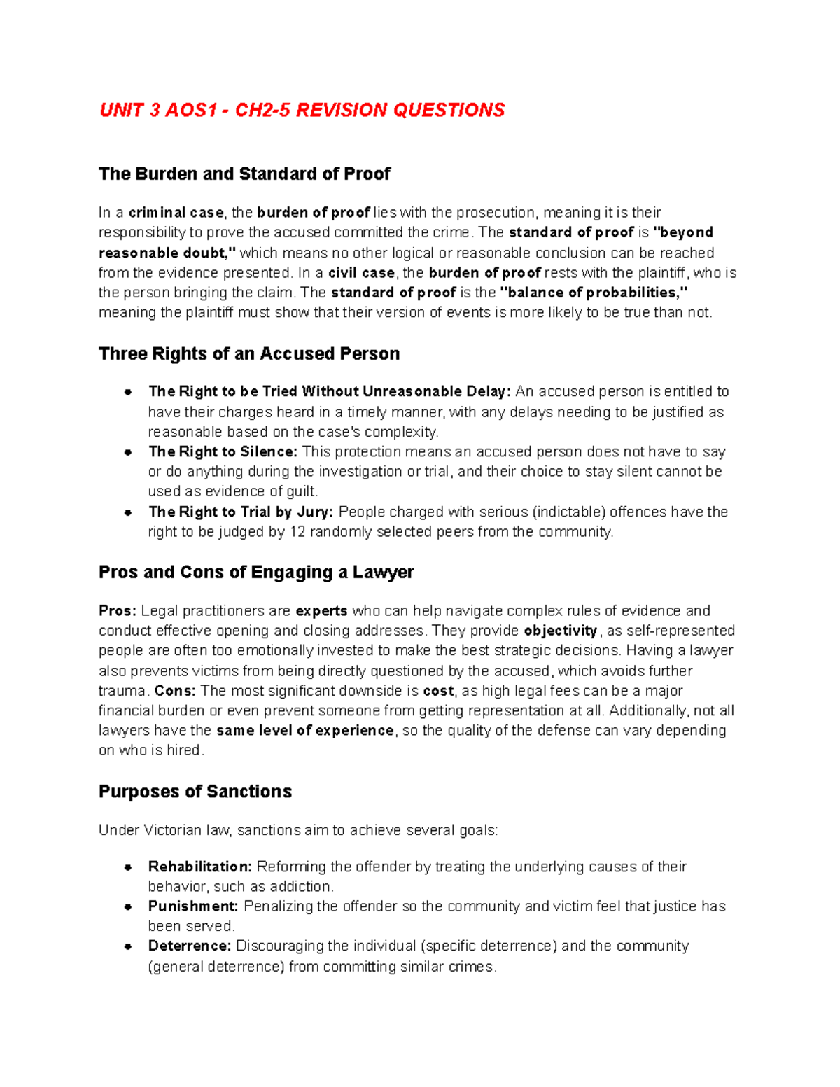 Unit 3 AOS1 Chapter 2.5 Revision Questions: Legal Studies Insights ...