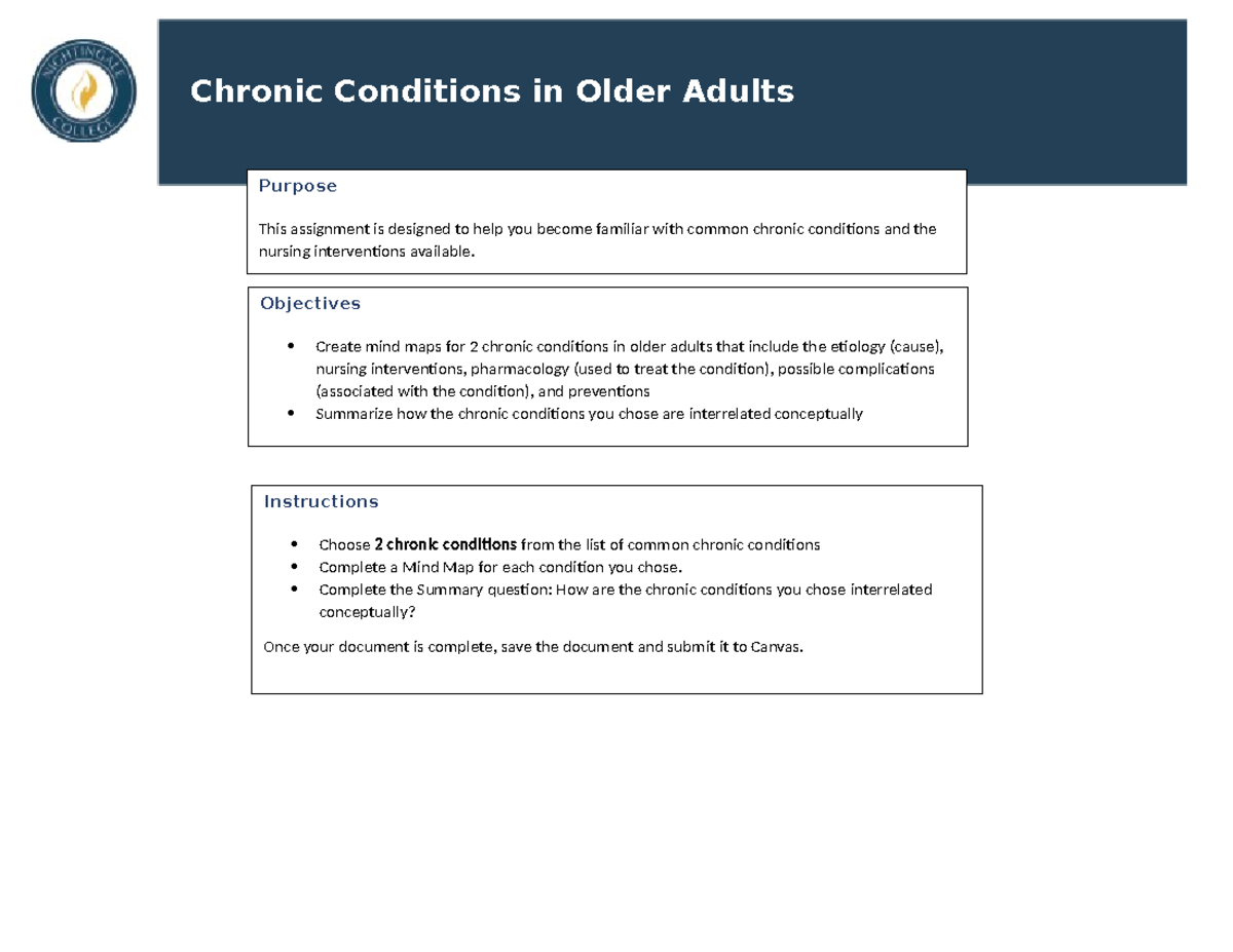 Chronic Conditions in Older Adults: Mind Maps & Interrelations - Studocu