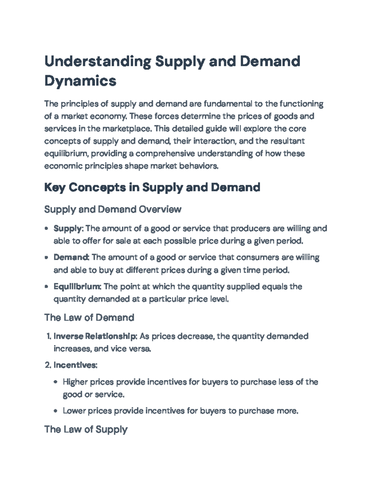 Understanding Supply and Demand Dynamics: A Comprehensive Guide - Studocu
