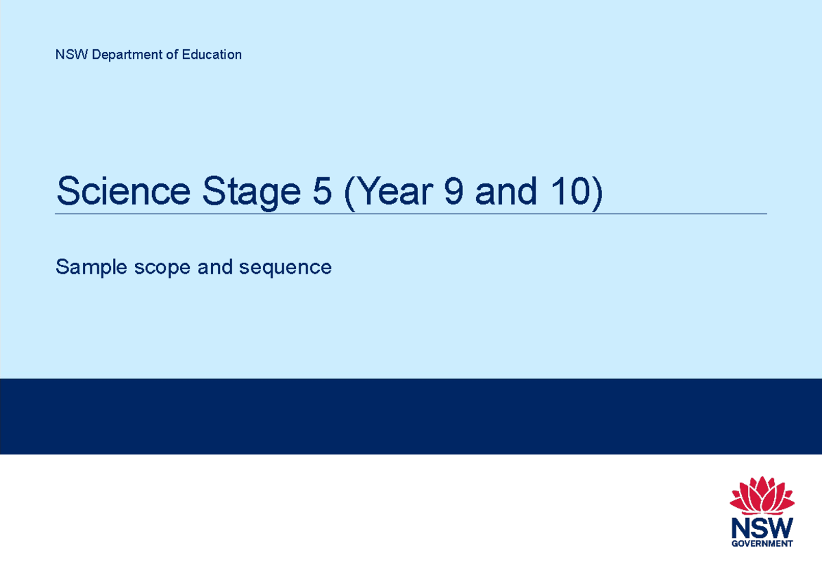 NSW Science S5 Sample Scope & Sequence for Years 9 & 10 - Studocu